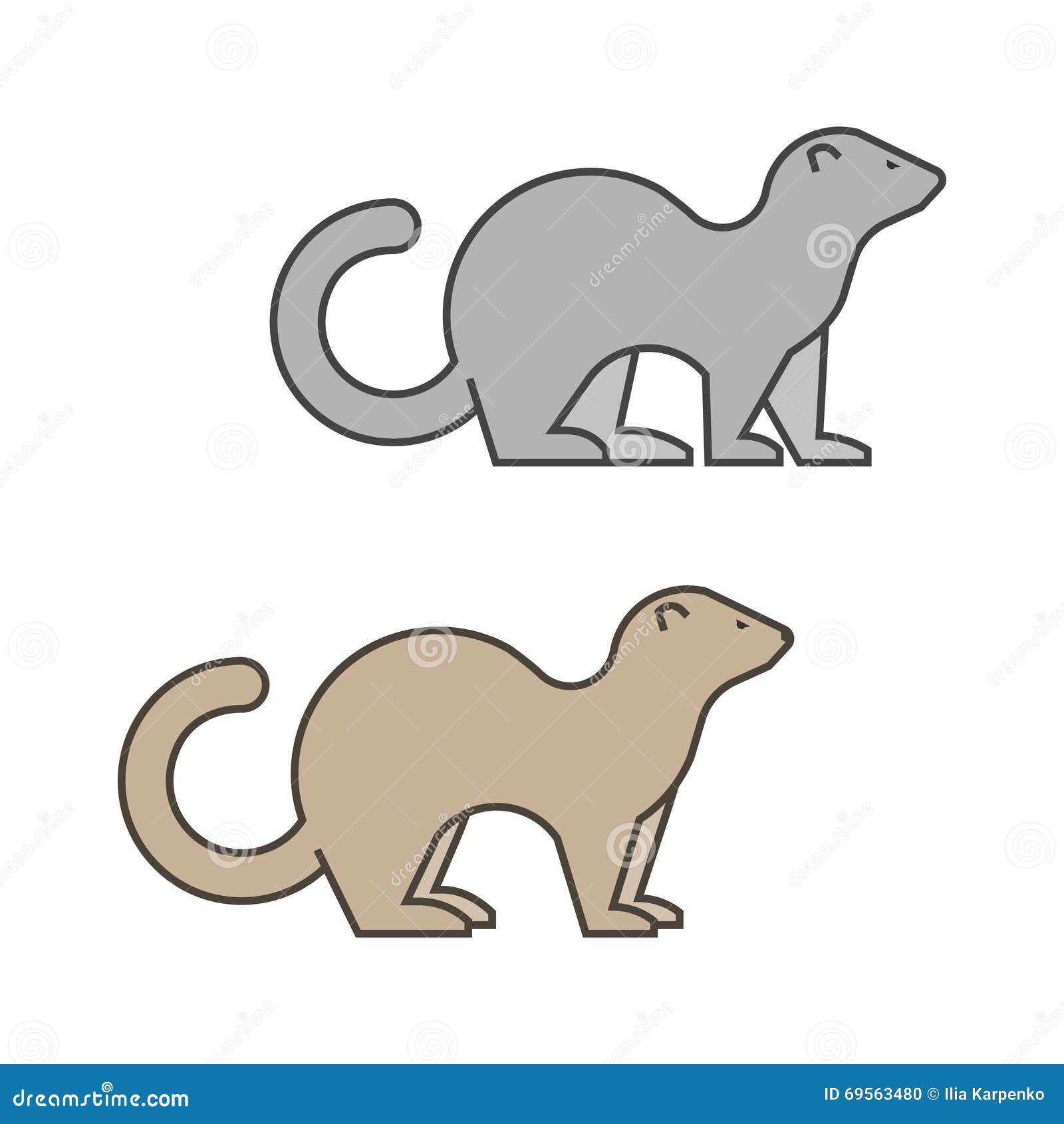 Linea siluetta di furetto illustrazione di stock. Illustrazione di ...