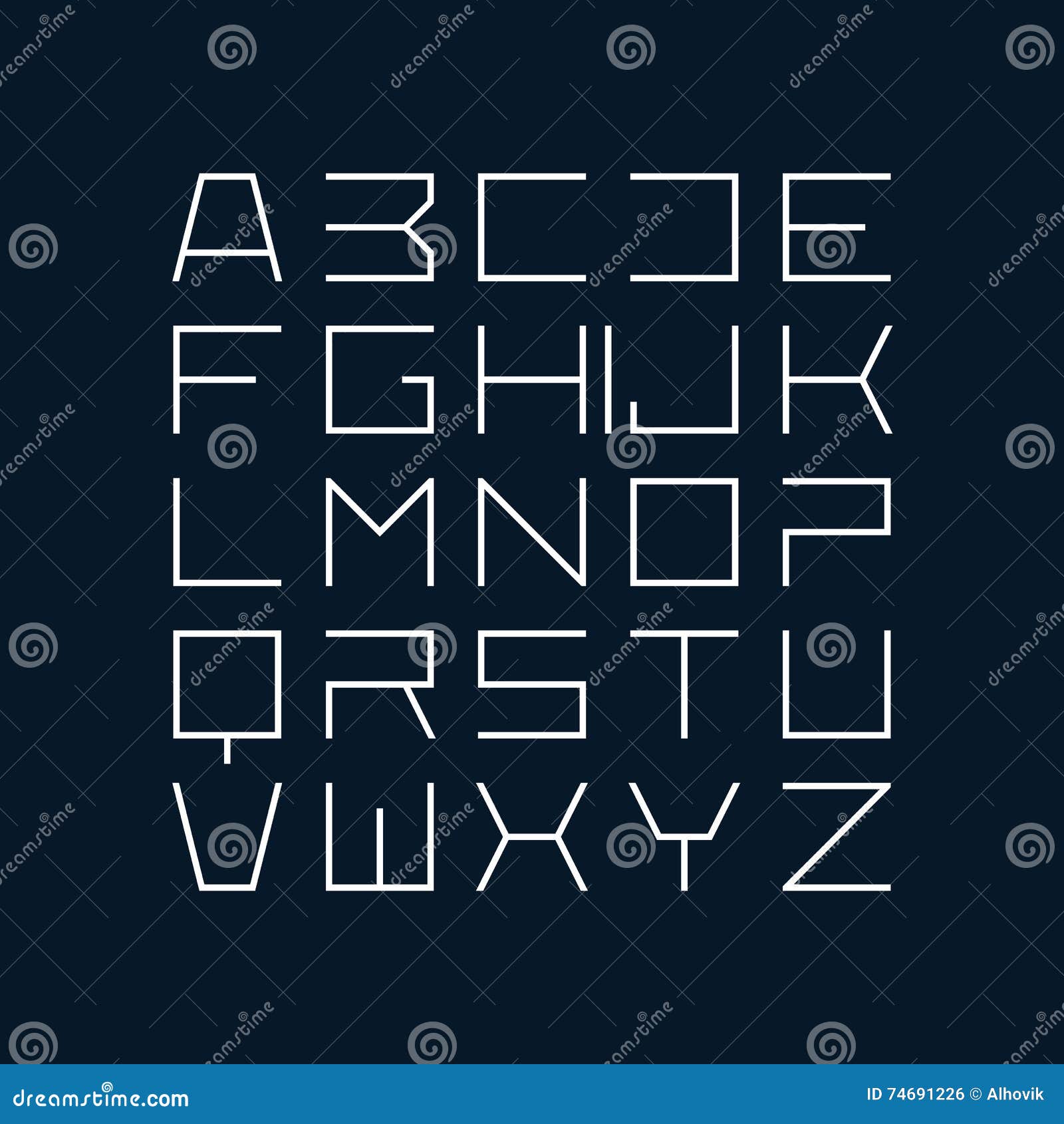 Linea Sottile Fonte Di Stile Illustrazione Vettoriale - Illustrazione ...