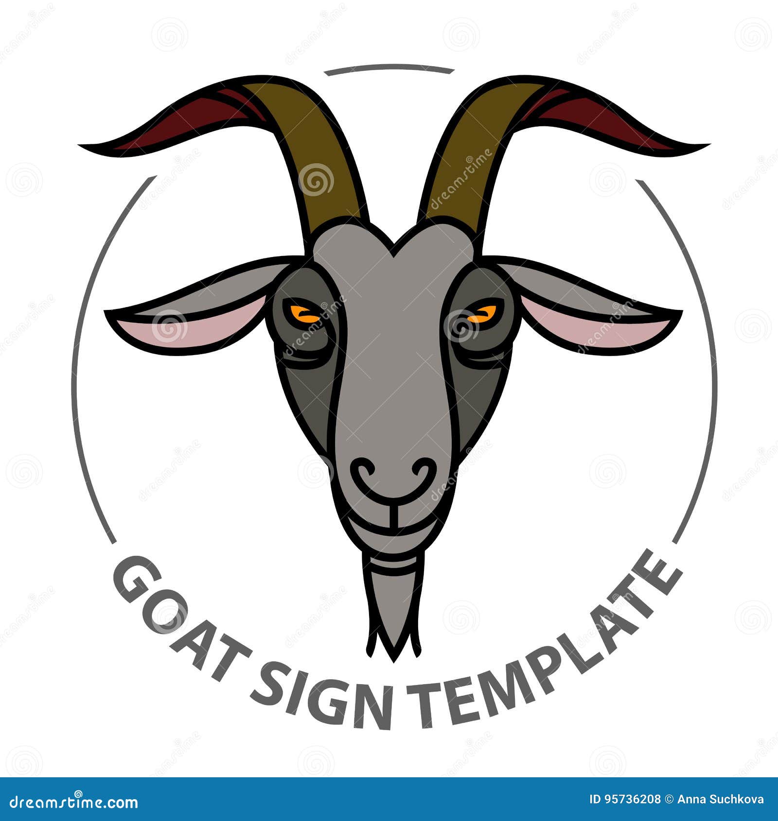 Lineair Gestileerd Teken Met Geit` S Hoofd Vector Illustratie ...