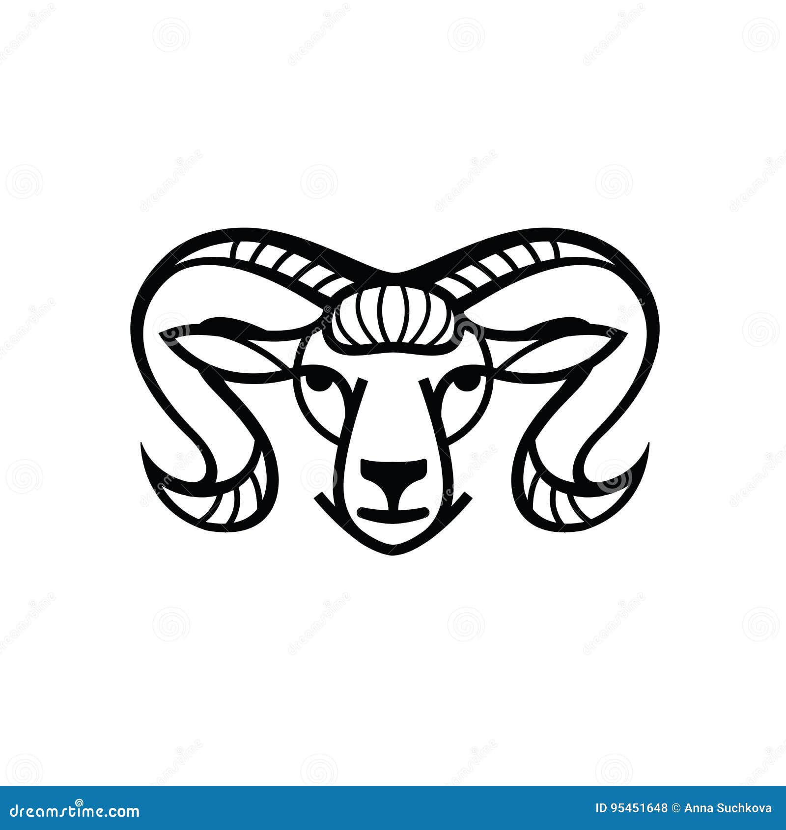 Lineaire Gestileerde Tekening - Hoofd Van Schapen of Ram Vector ...