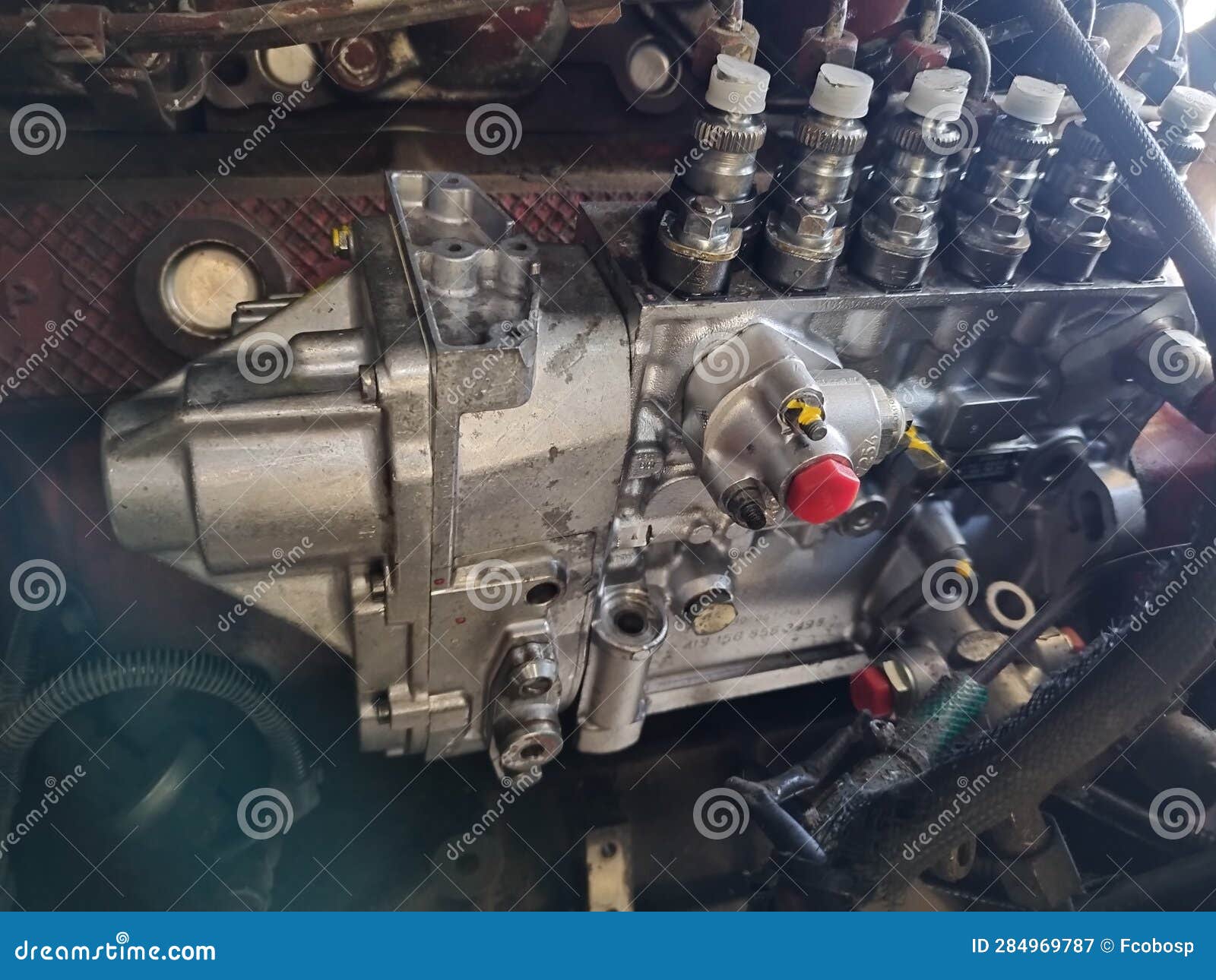 Lineal Pump Diesel Inyection on the Engine Stock Image - Image of tire ...