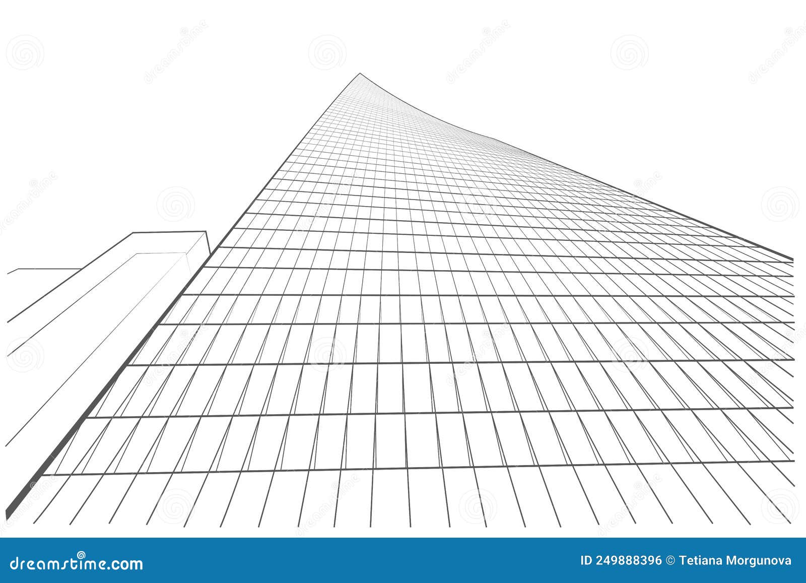 Linear Sketch Multi-storey Building in Tree-point Perspective on White ...