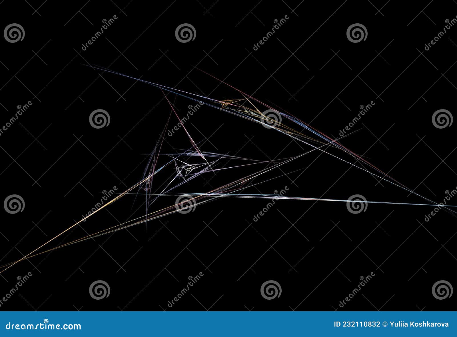 Linear Abstract Bright Drawing on a Black Background, Graphics Stock ...