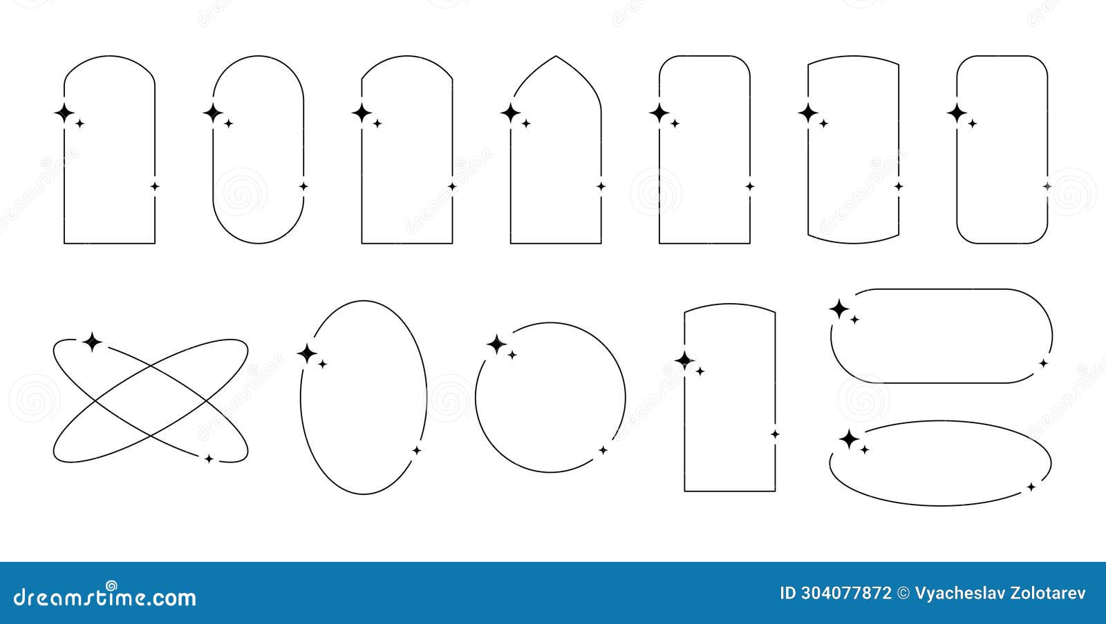 Linear Aesthetic Shining Frames in a Minimalist Style. Stock Vector ...