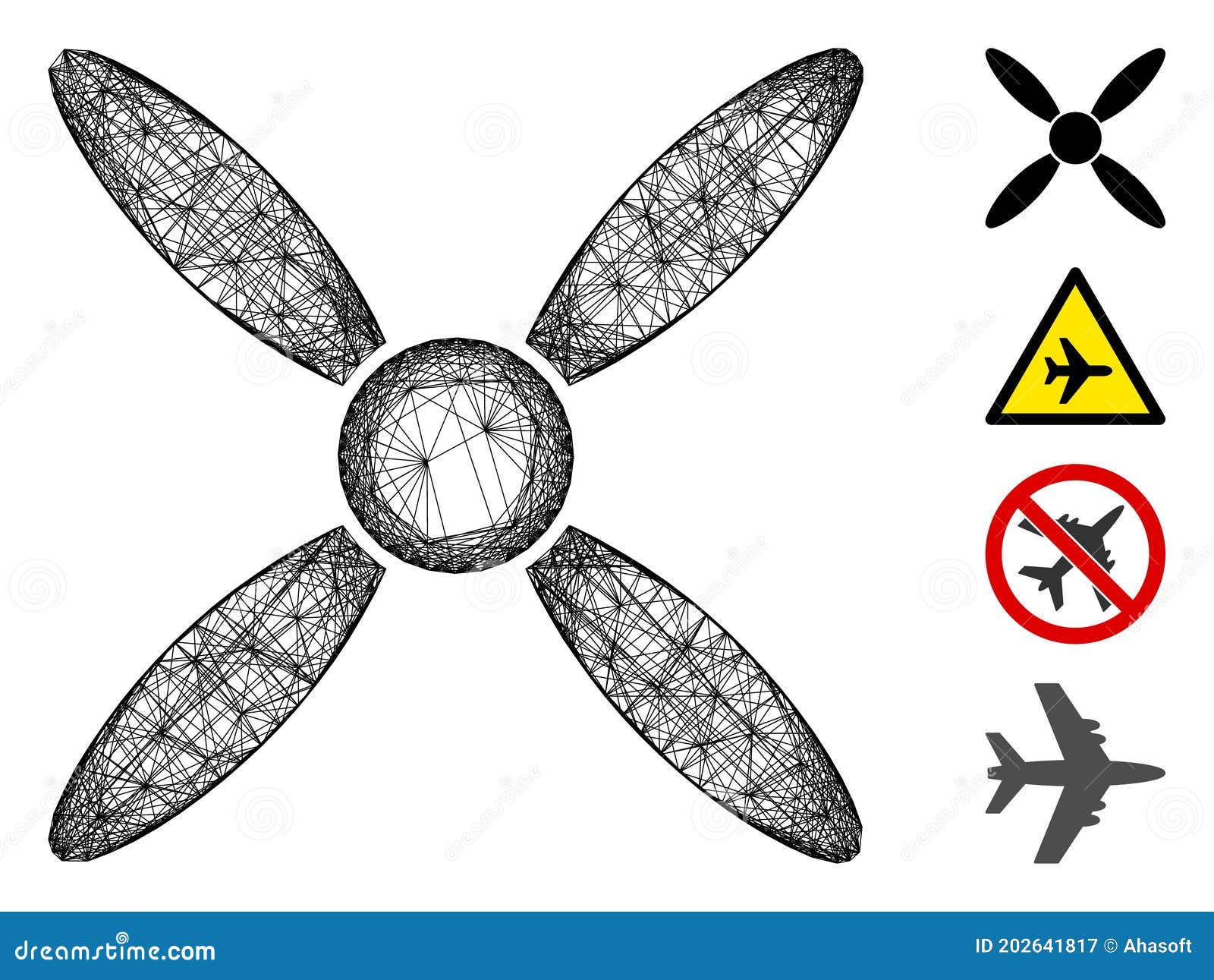 Linear Aircraft Propeller Vector Mesh Stock Vector - Illustration of ...