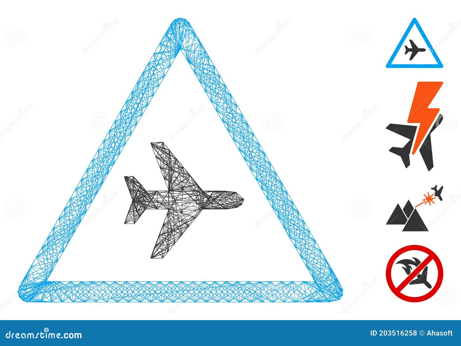 Linear Airplane Danger Vector Mesh Stock Illustration - Illustration of ...