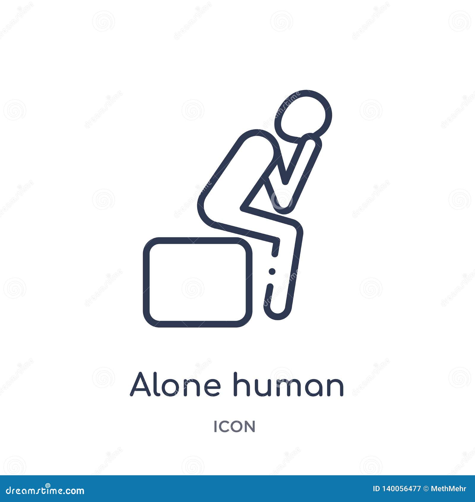 Linear Alone Human Icon from Feelings Outline Collection. Thin Line ...