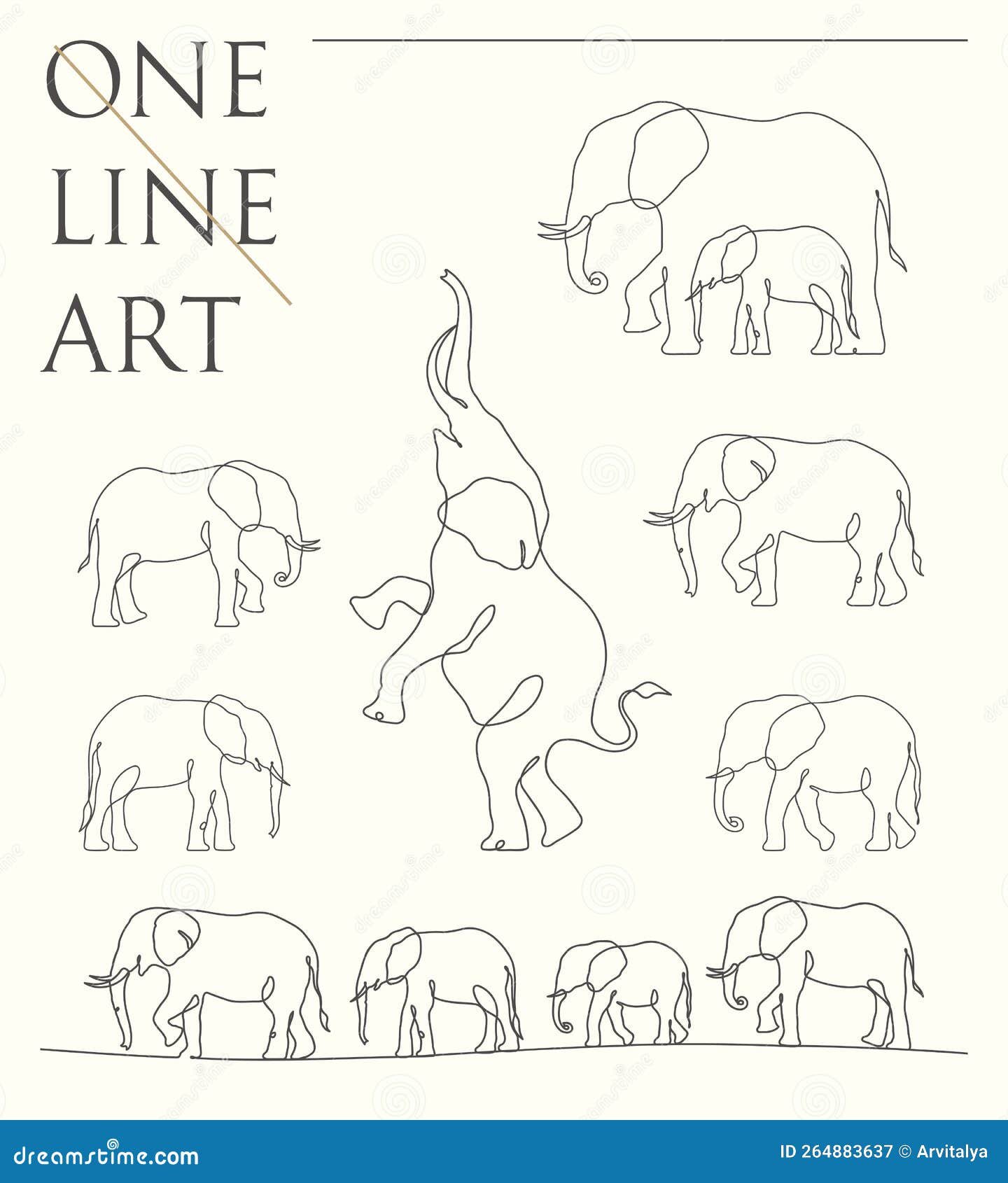 Elephant outline stock vector. Illustration of line - 264883637