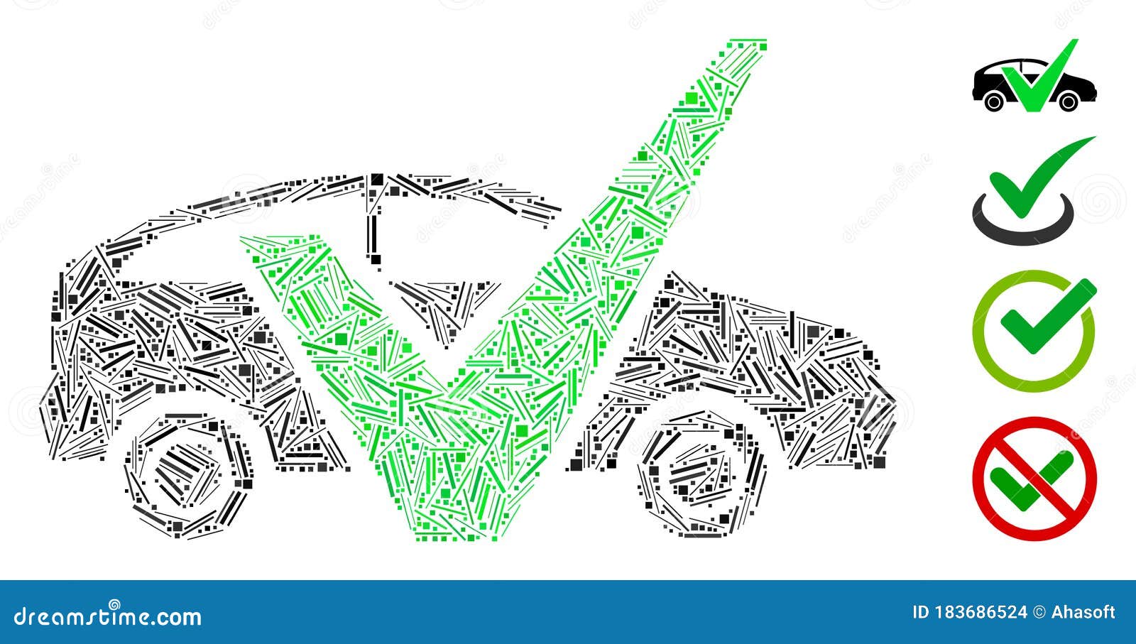 Linear Approved Car Icon Vector Collage Stock Illustration ...