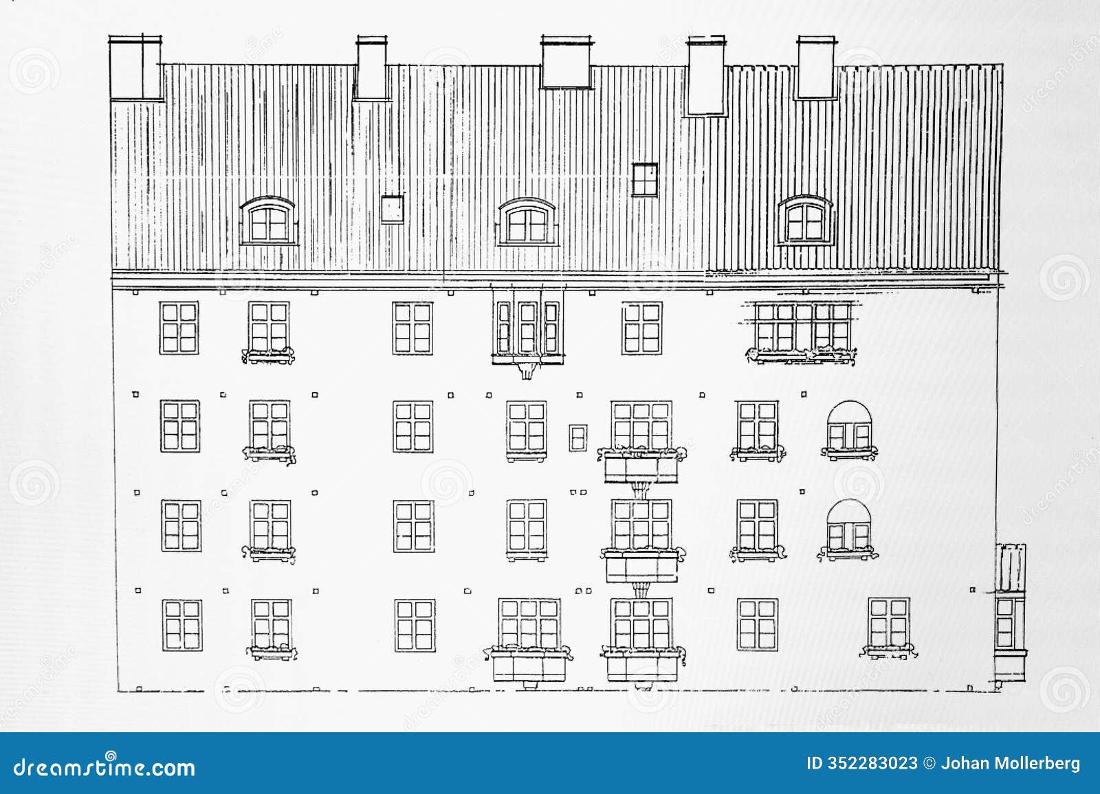 Architectural Blueprint, Building Design Plan On Paper, Construction ...