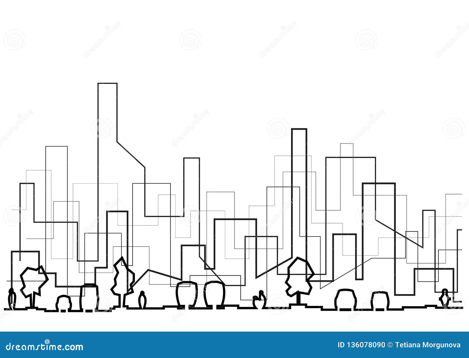 Linear Architectural Panoramic Sketch Abstract Street Section ...