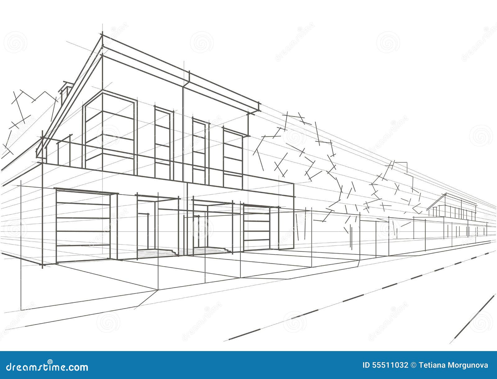 Linear Architectural Sketch Classroom On Gray Background Cartoon Vector ...