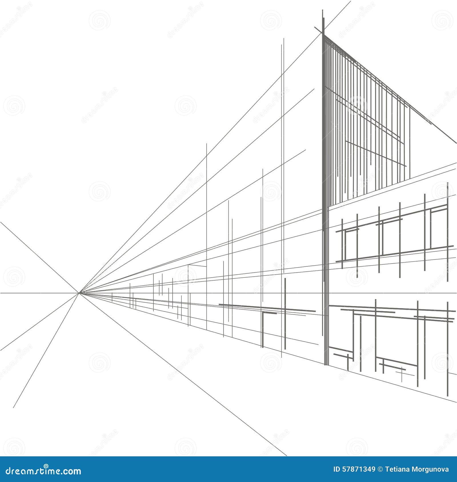 Linear Architectural Sketch Perspective of Street Stock Vector ...