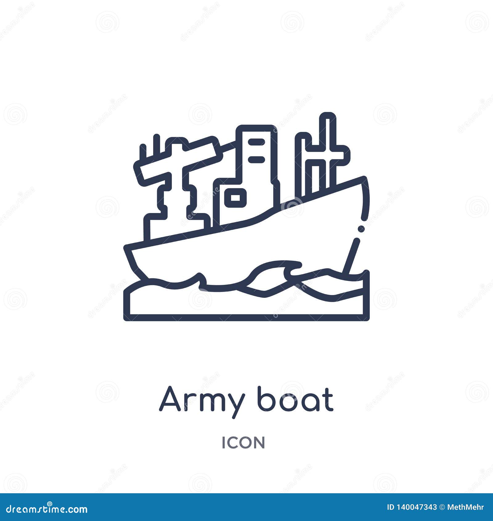 Linear Army Boat Icon from Army and War Outline Collection. Thin Line ... Linear Army Boat Icon from Army and War Outline Collection. Thin Line ...