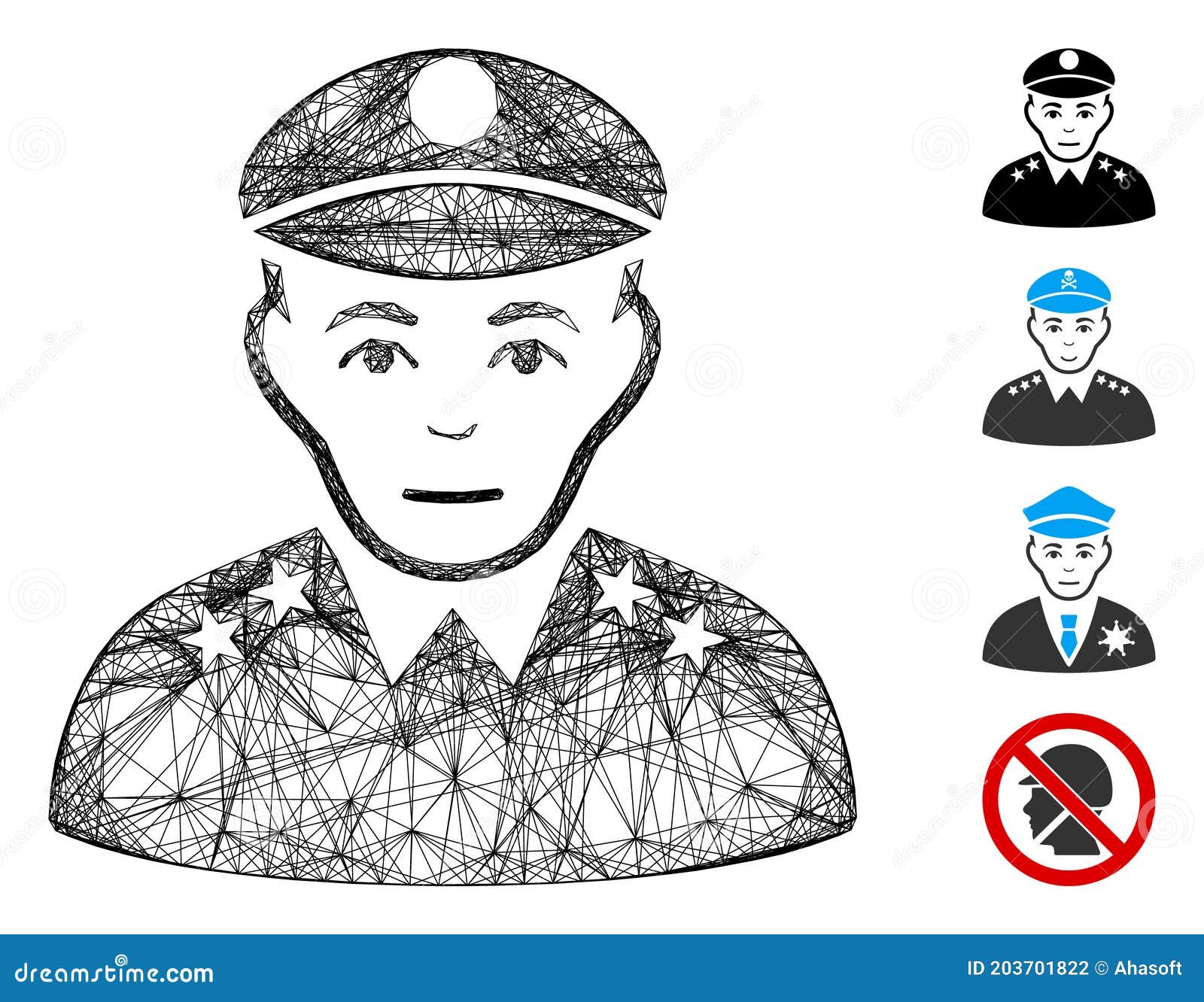 Linear Army General Vector Mesh Stock Illustration - Illustration of ...