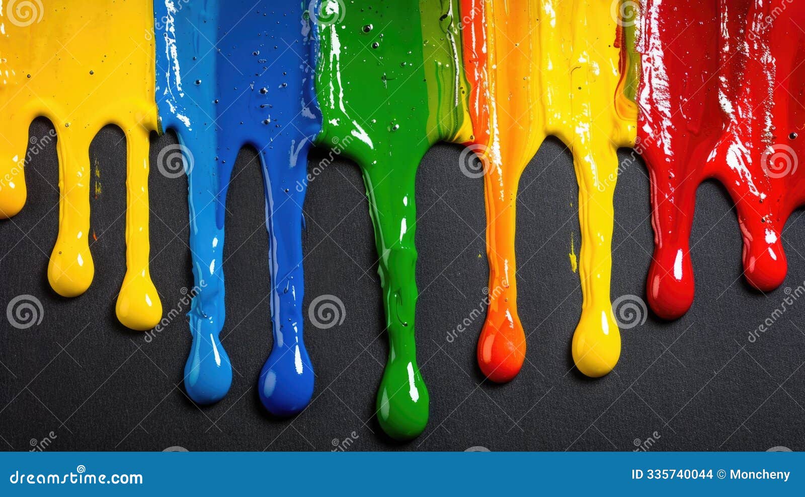 A Linear Arrangement of Various Vibrant Paint Colors Displayed on a ...