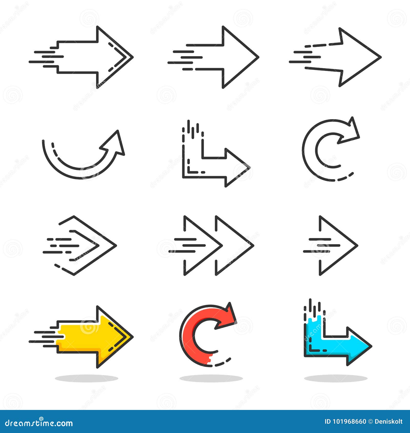 Linear arrow icons stock vector. Illustration of marker - 101968660