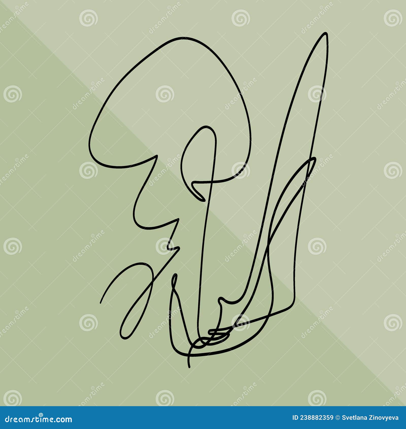 Linear Art. an Abstract Profile Drawn with One Continuous Line Stock ...