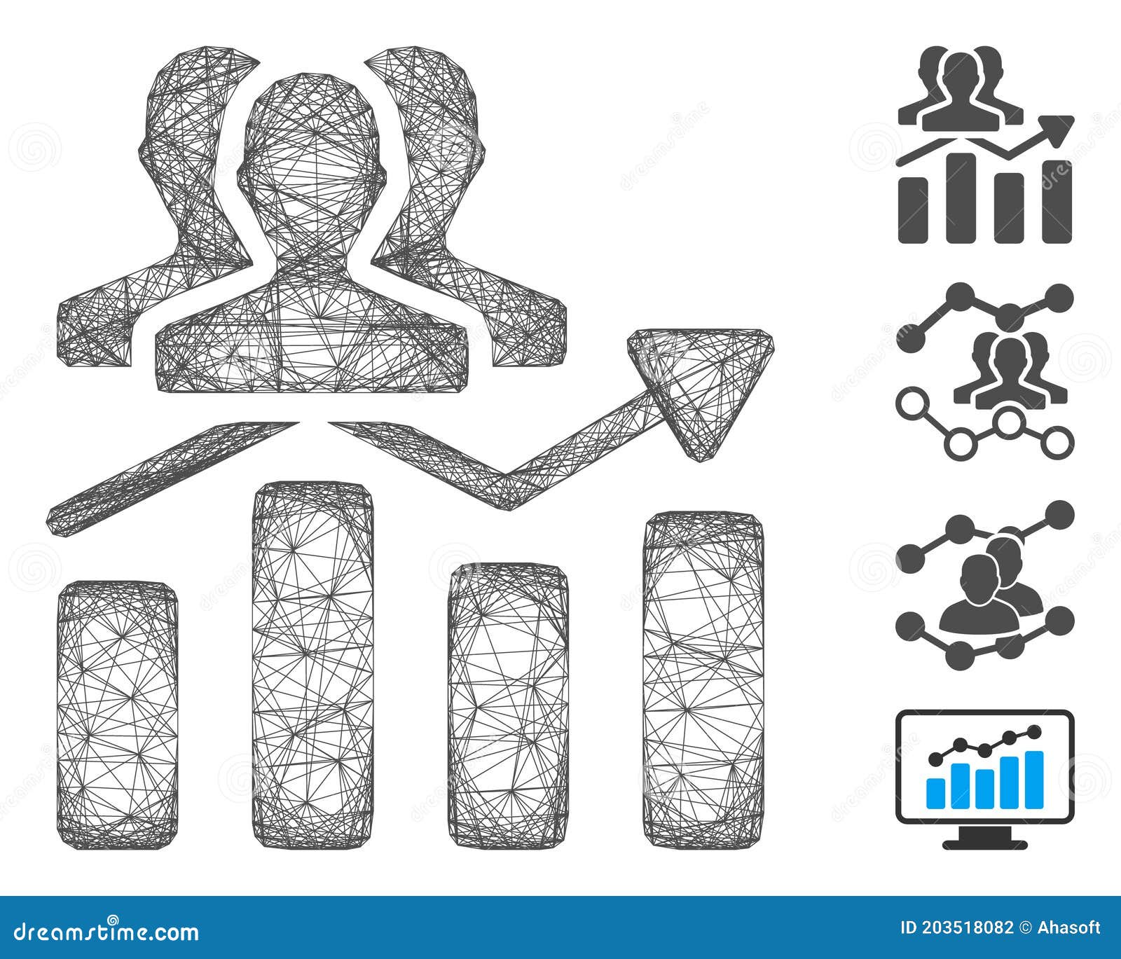 Linear Audience Chart Trend Vector Mesh Stock Illustration ...
