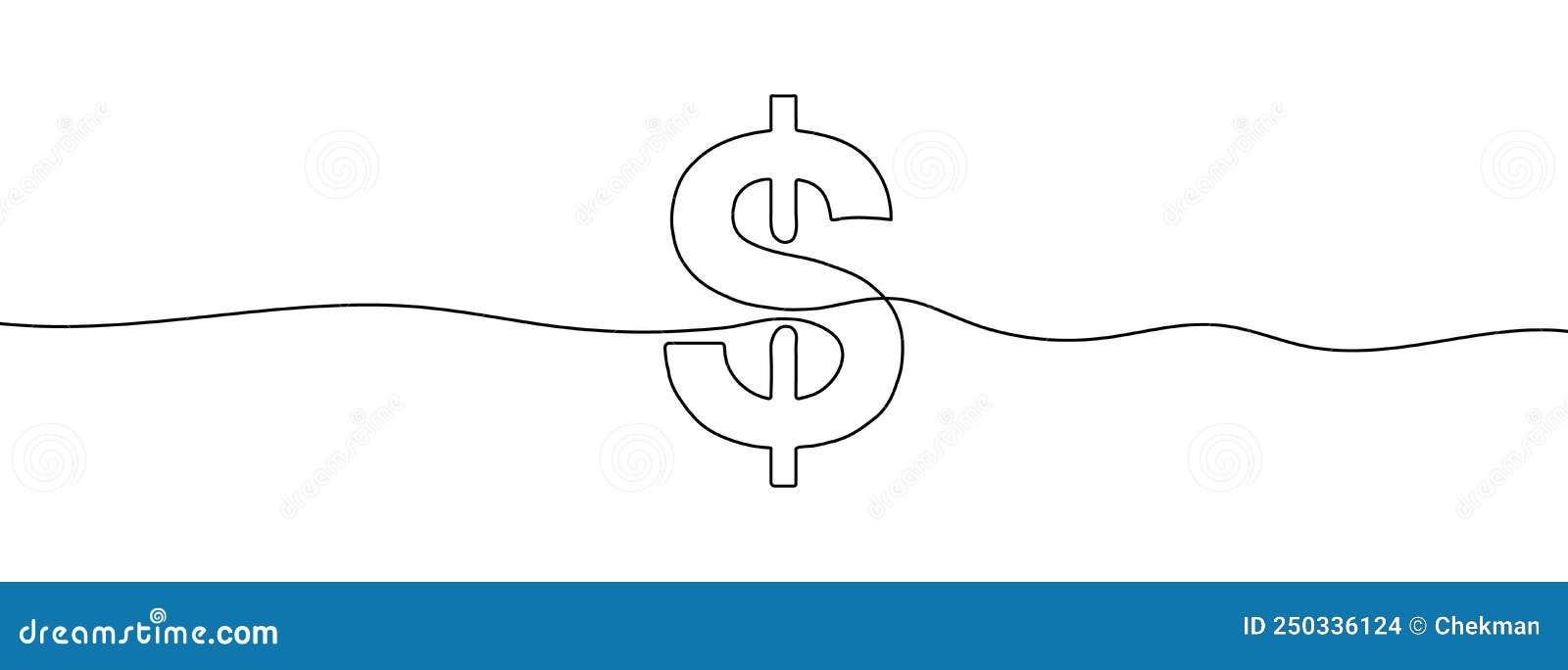 Linear Background of Dollar Sign. One Continuous Line Drawing of a ...