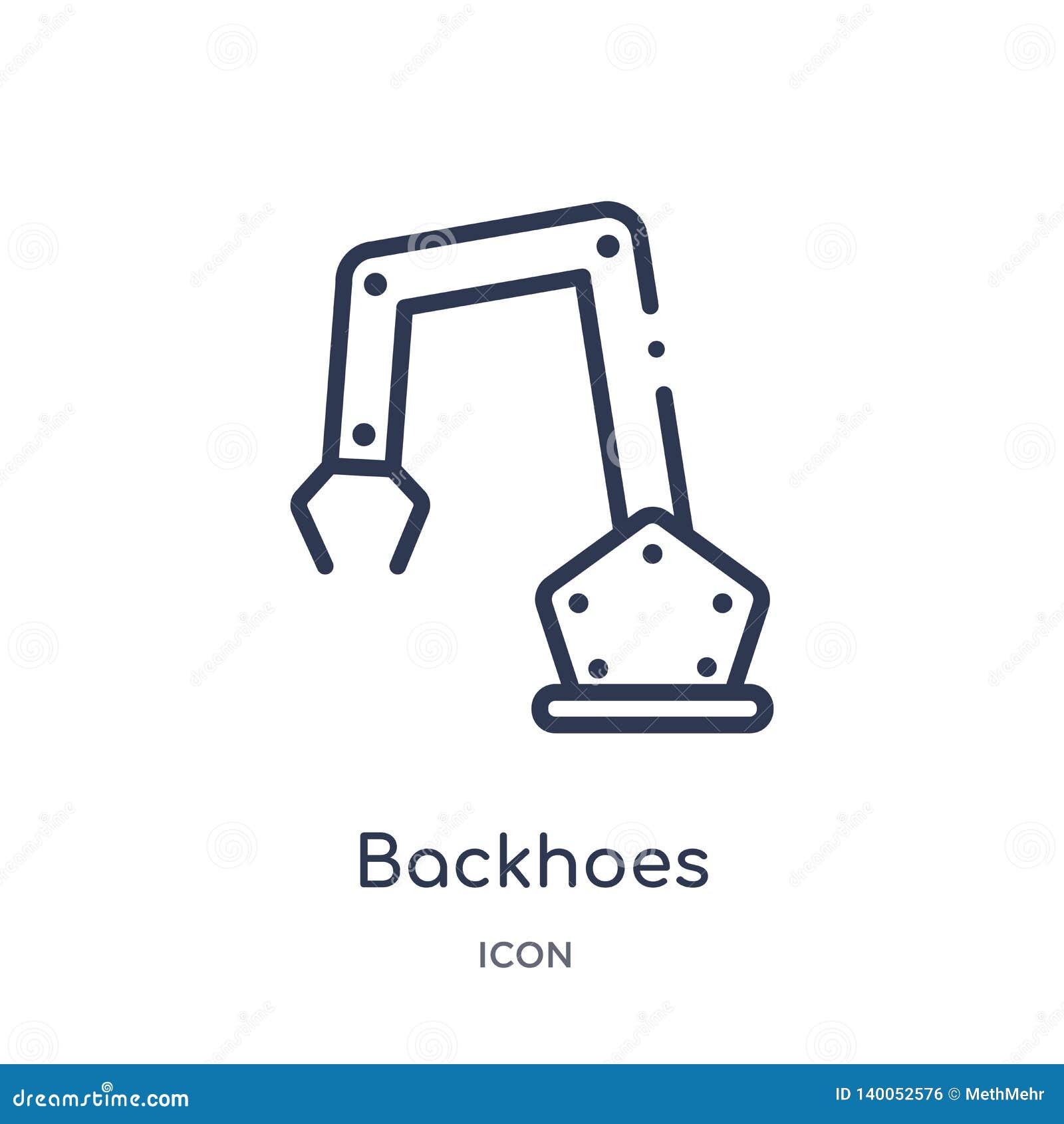 Backhoes Vector Icon Isolated On Transparent Background, Linear ...