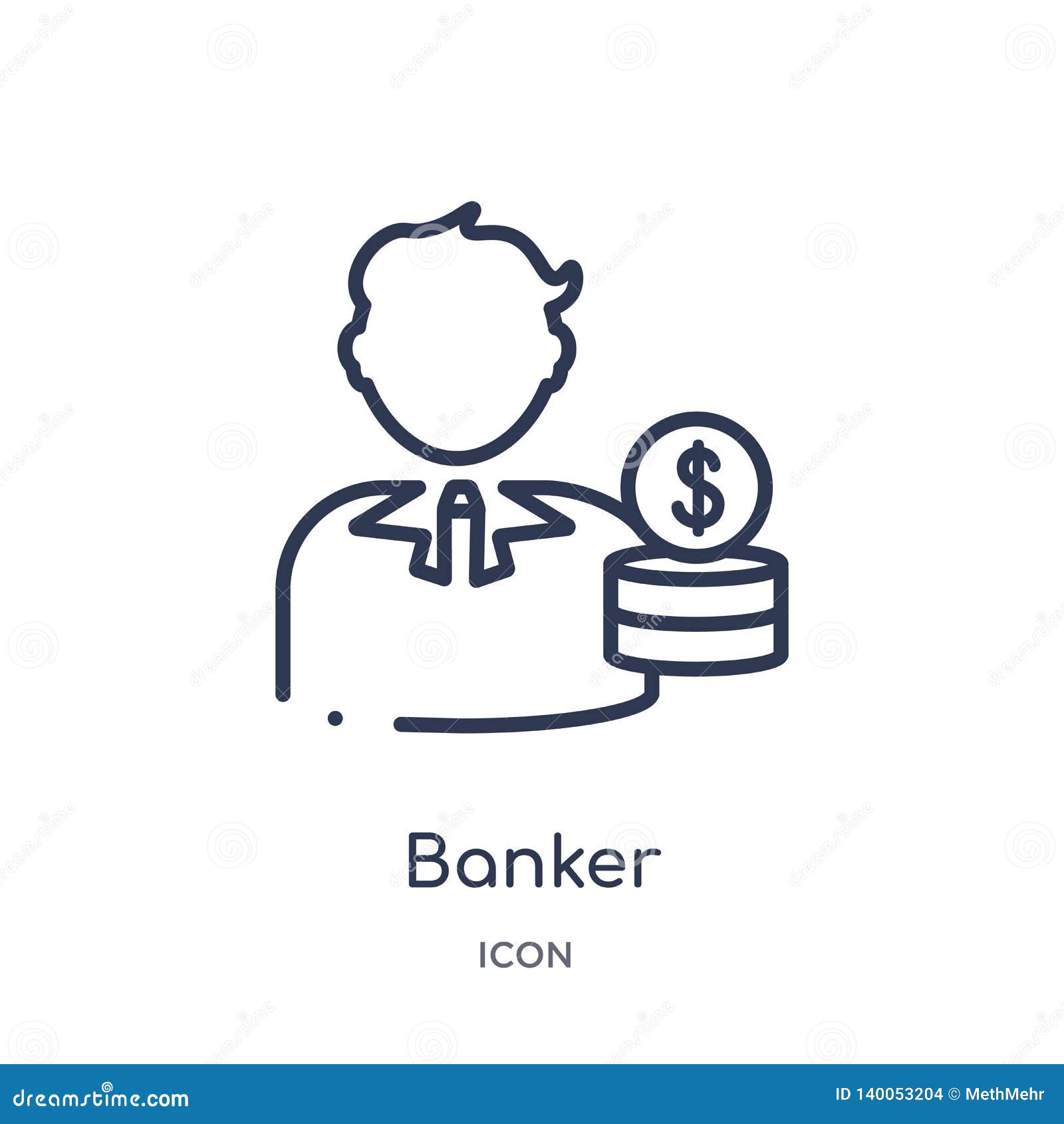 Linear Banker Icon From Cryptocurrency Economy And Finance Outline
