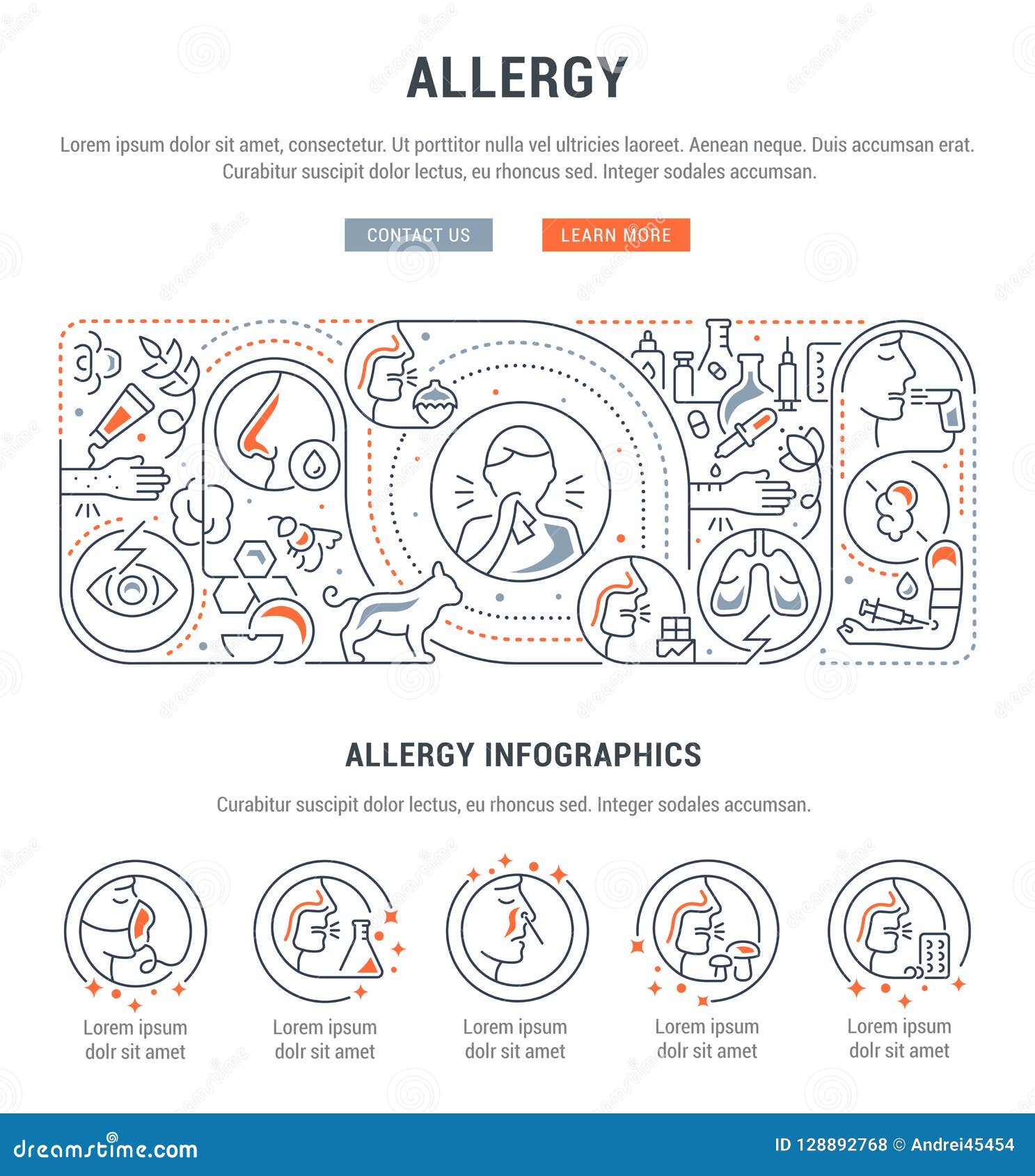 Linear Banner of Allergy. stock illustration. Illustration of design ...