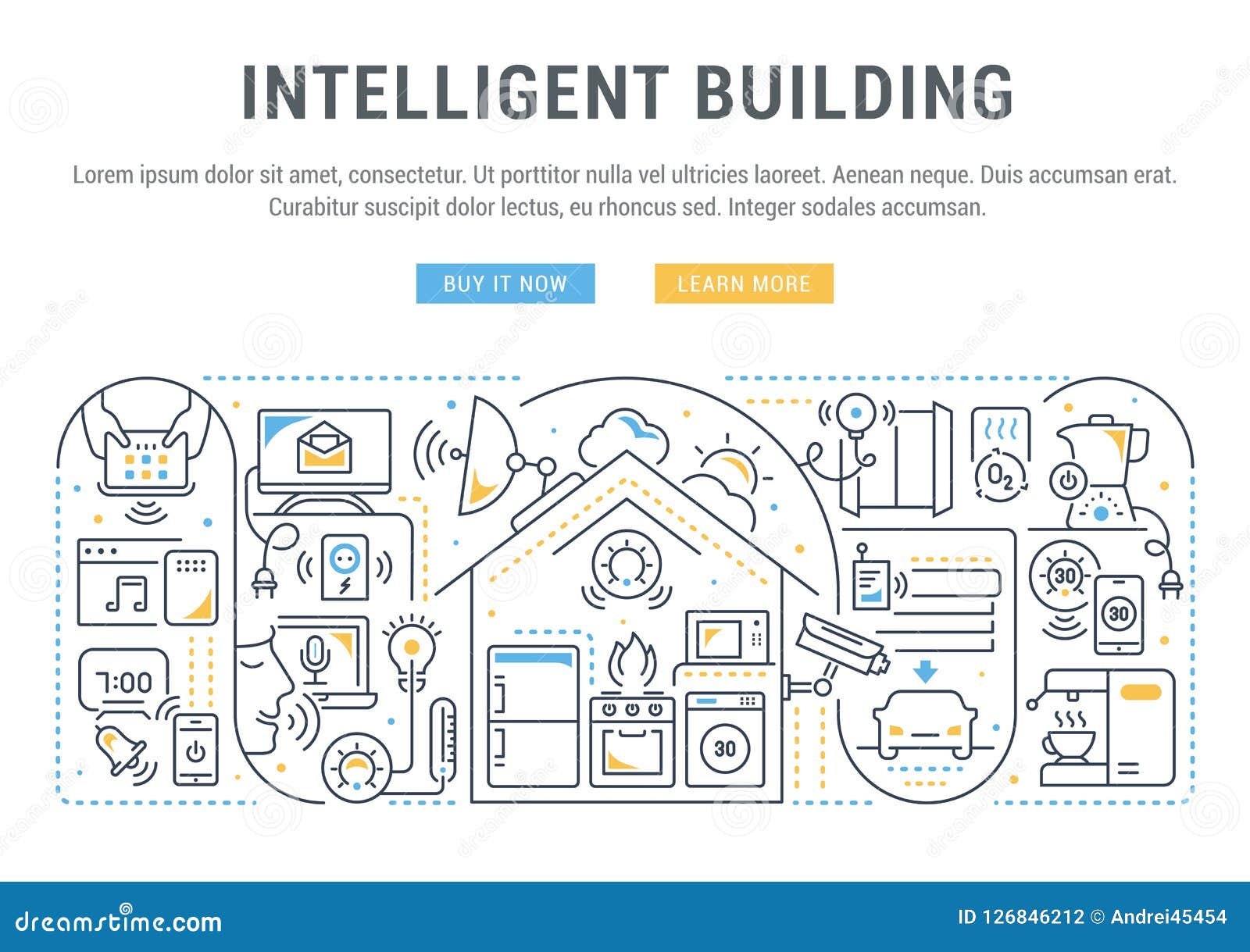 Linear Banner of Intelligent Building. Stock Illustration ...