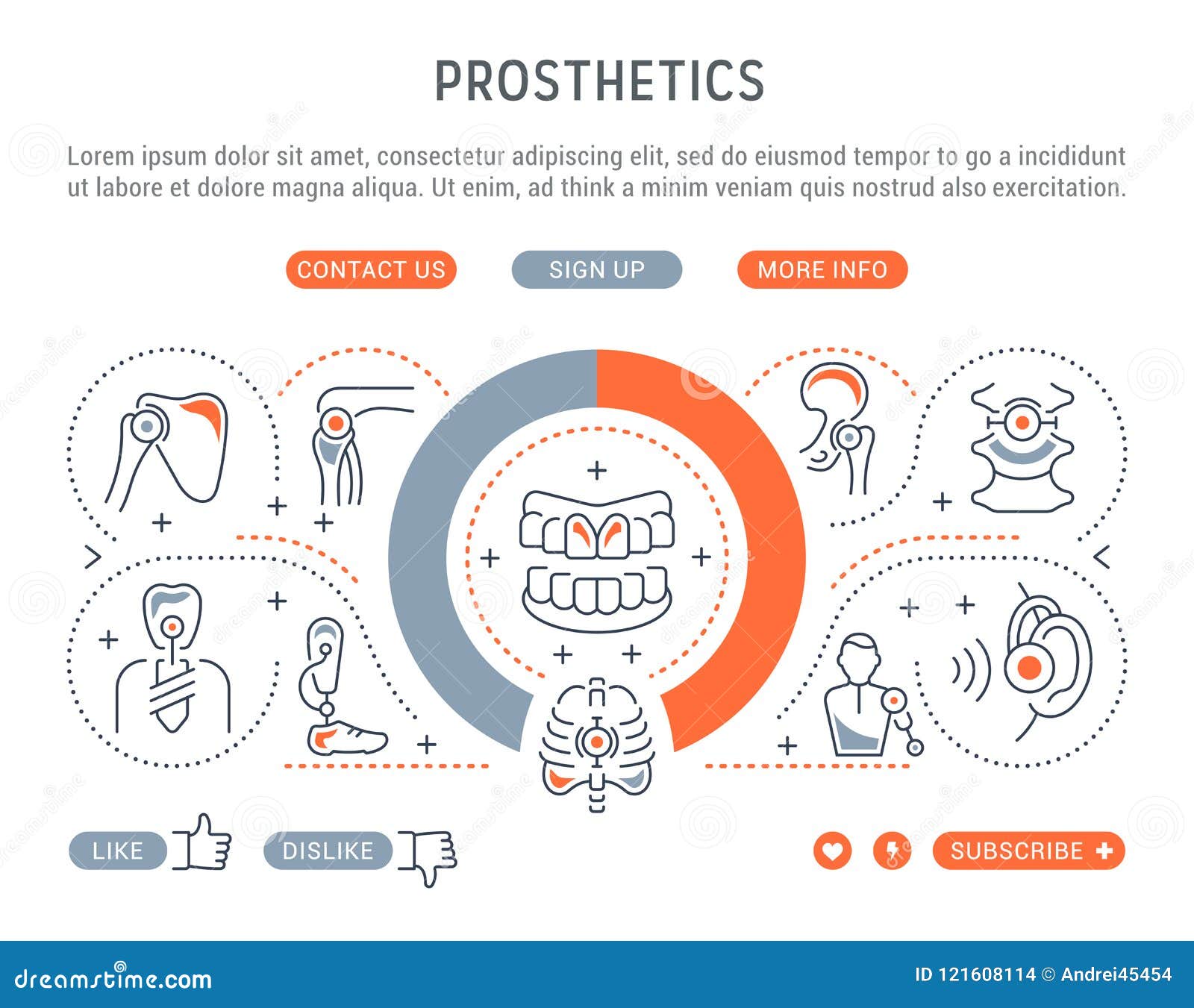Linear Banner of Prosthetics. Stock Illustration - Illustration of ...