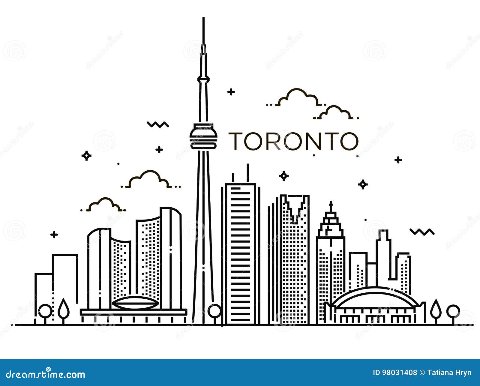 Linear Banner of Toronto. Line Art. Stock Vector - Illustration of line ...