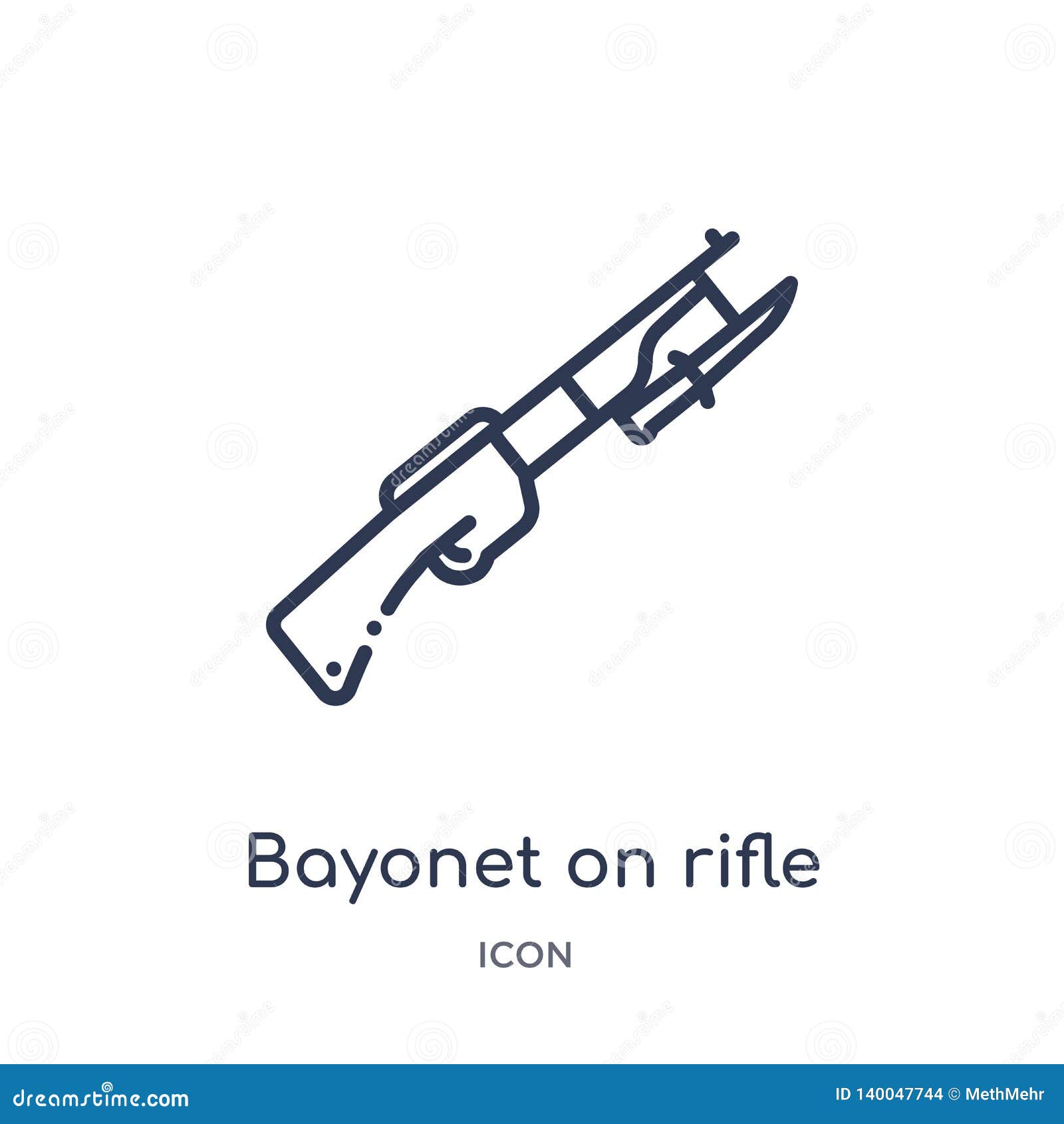 Linear Bayonet on Rifle Icon from Army and War Outline Collection. Thin ... Linear Bayonet on Rifle Icon from Army and War Outline Collection. Thin ...