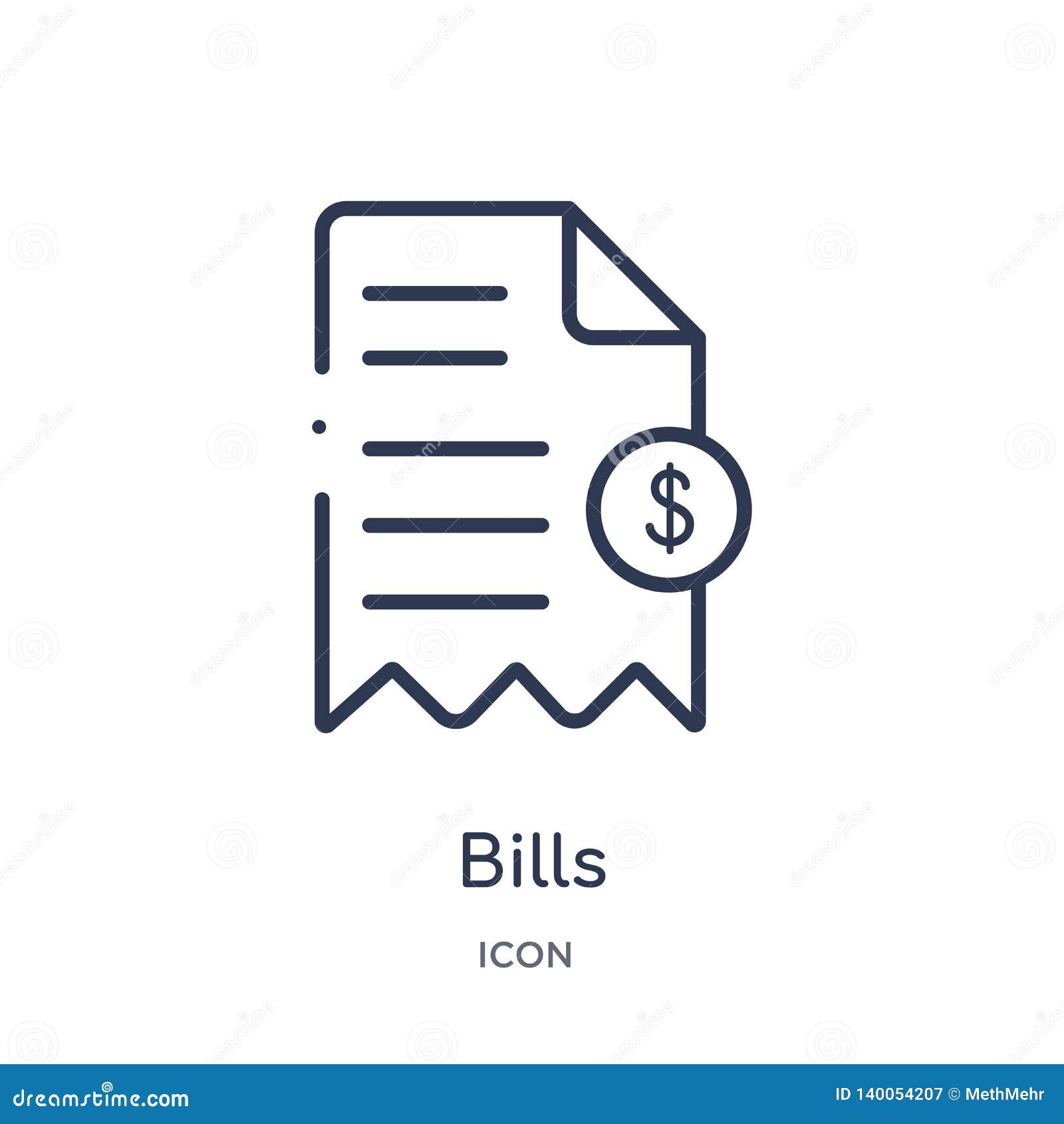 Linear Bills Icon from Ecommerce and Payment Outline Collection. Thin ...