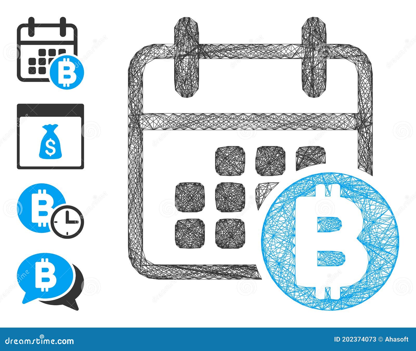 Linear Bitcoin Calendar Vector Mesh Stock Vector - Illustration of ...