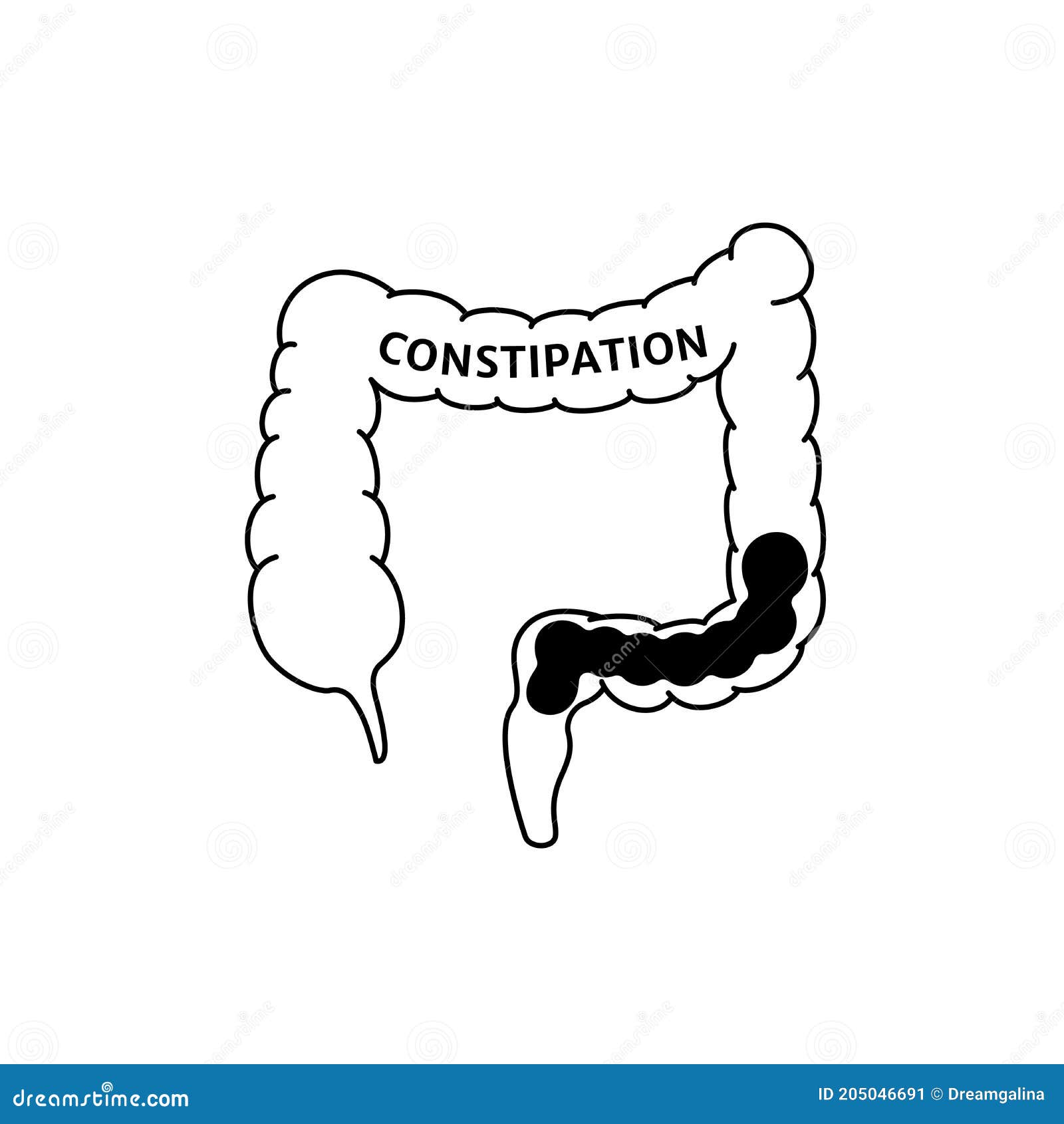 Linear Black Constipation Sign Stock Vector - Illustration of digestion ...