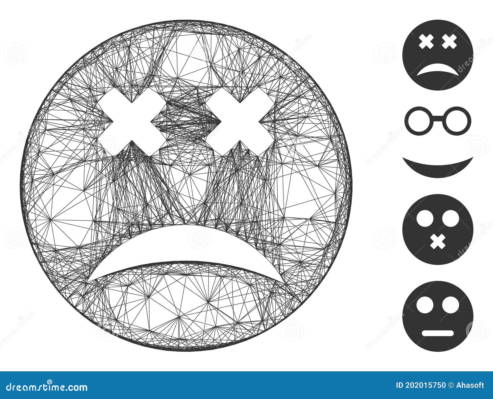 Linear Blind Smiley Vector Mesh Stock Illustration - Illustration of ...