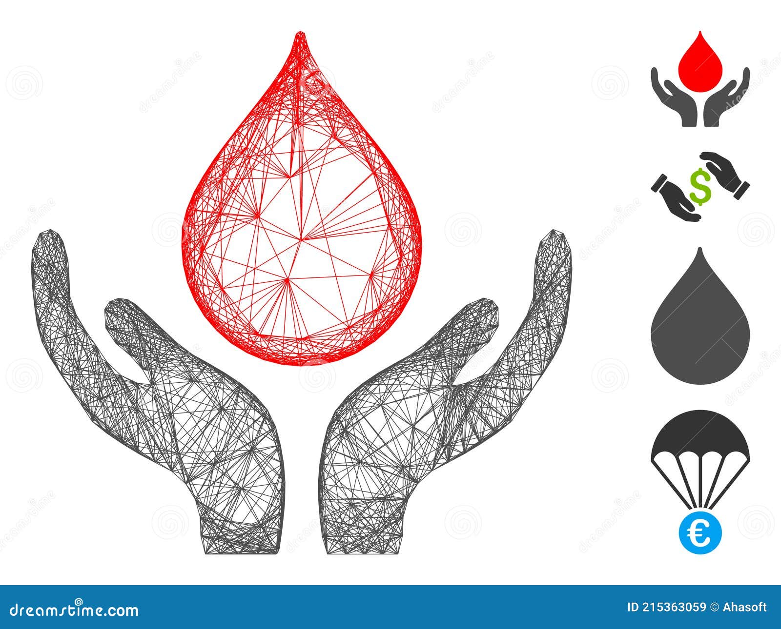 Linear Blood Donation Hands Vector Mesh Stock Vector - Illustration of ...