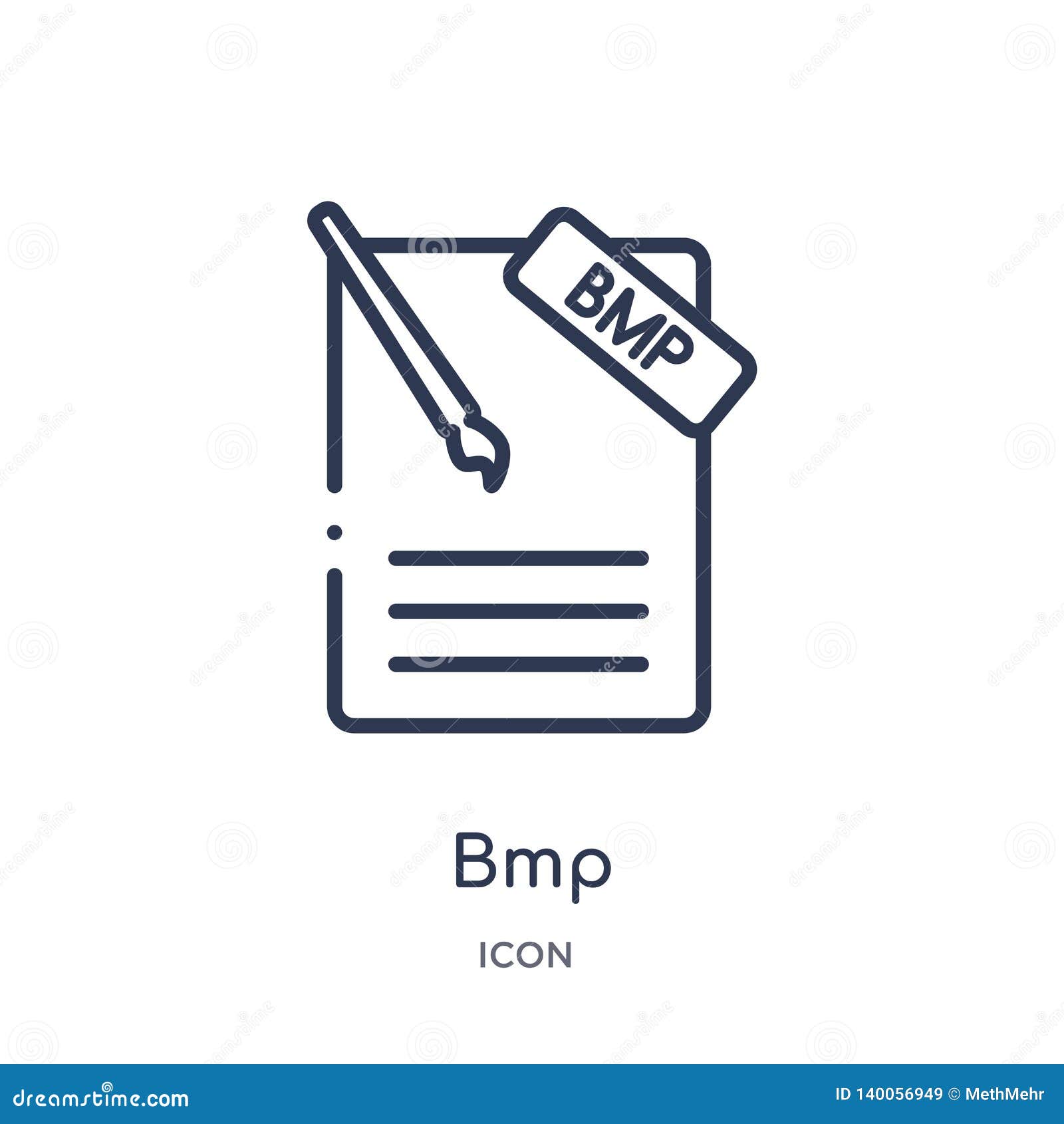 Linear Bmp Icon from File Type Outline Collection. Thin Line Bmp Vector ...
