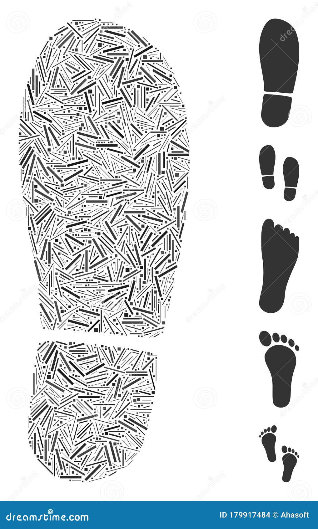 Linear Boot Footprint Icon Vector Collage Stock Photography ...