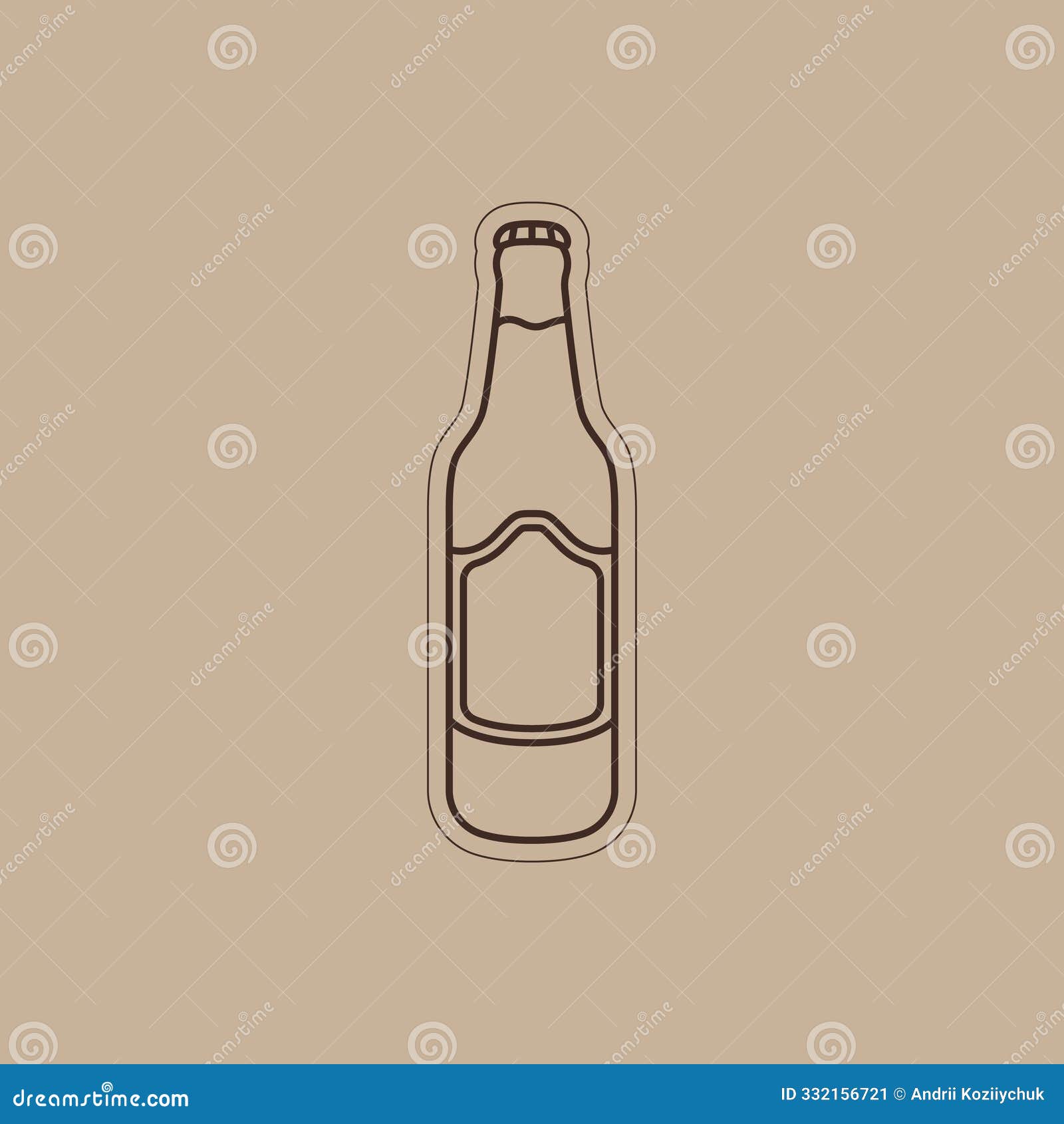 Linear Bottle Vector. Glass Bottle Outline Vector Sticker. Beverage ...