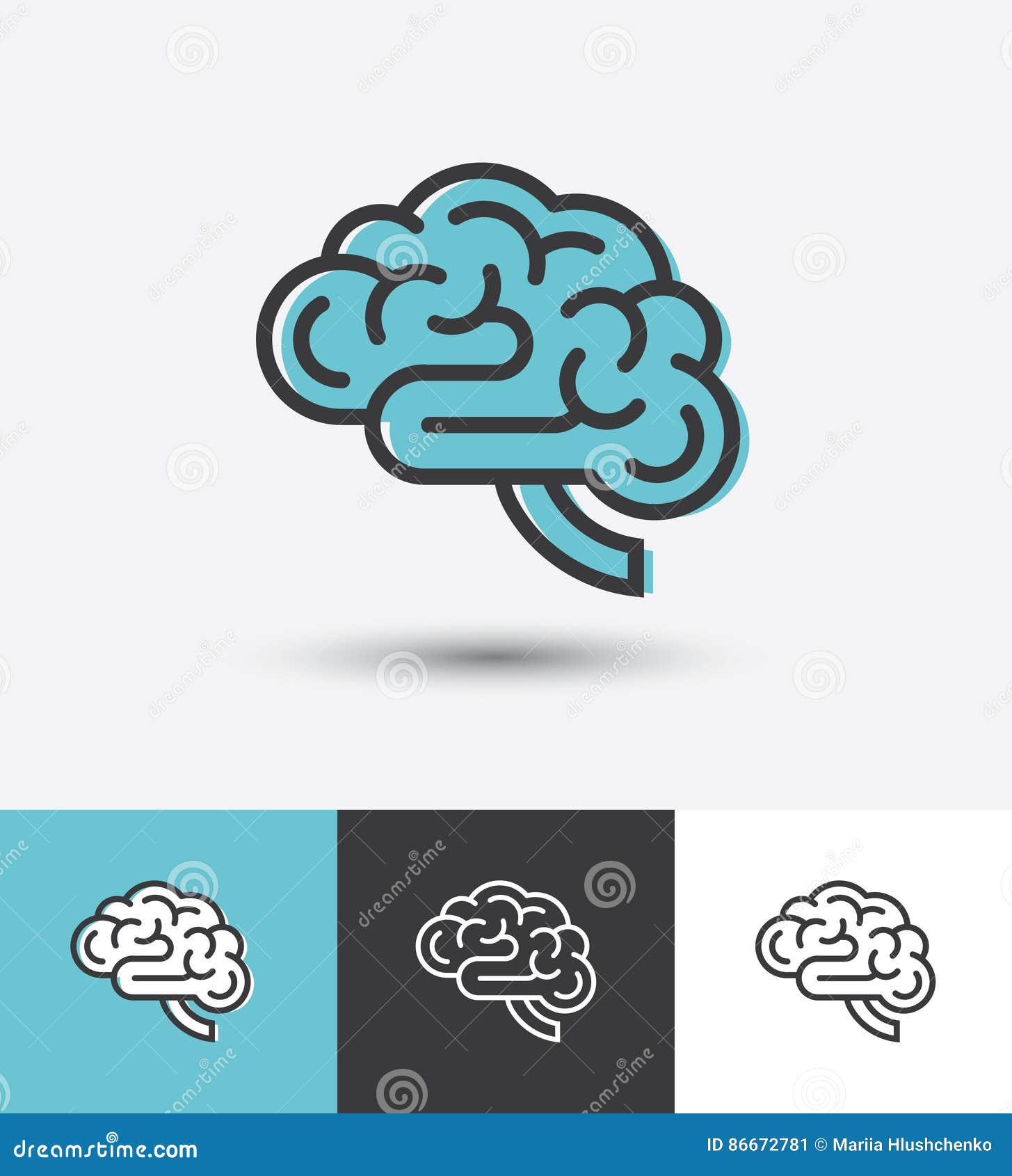 Linear Brain Upper View Icon From Human Body Parts Outline Collection ...