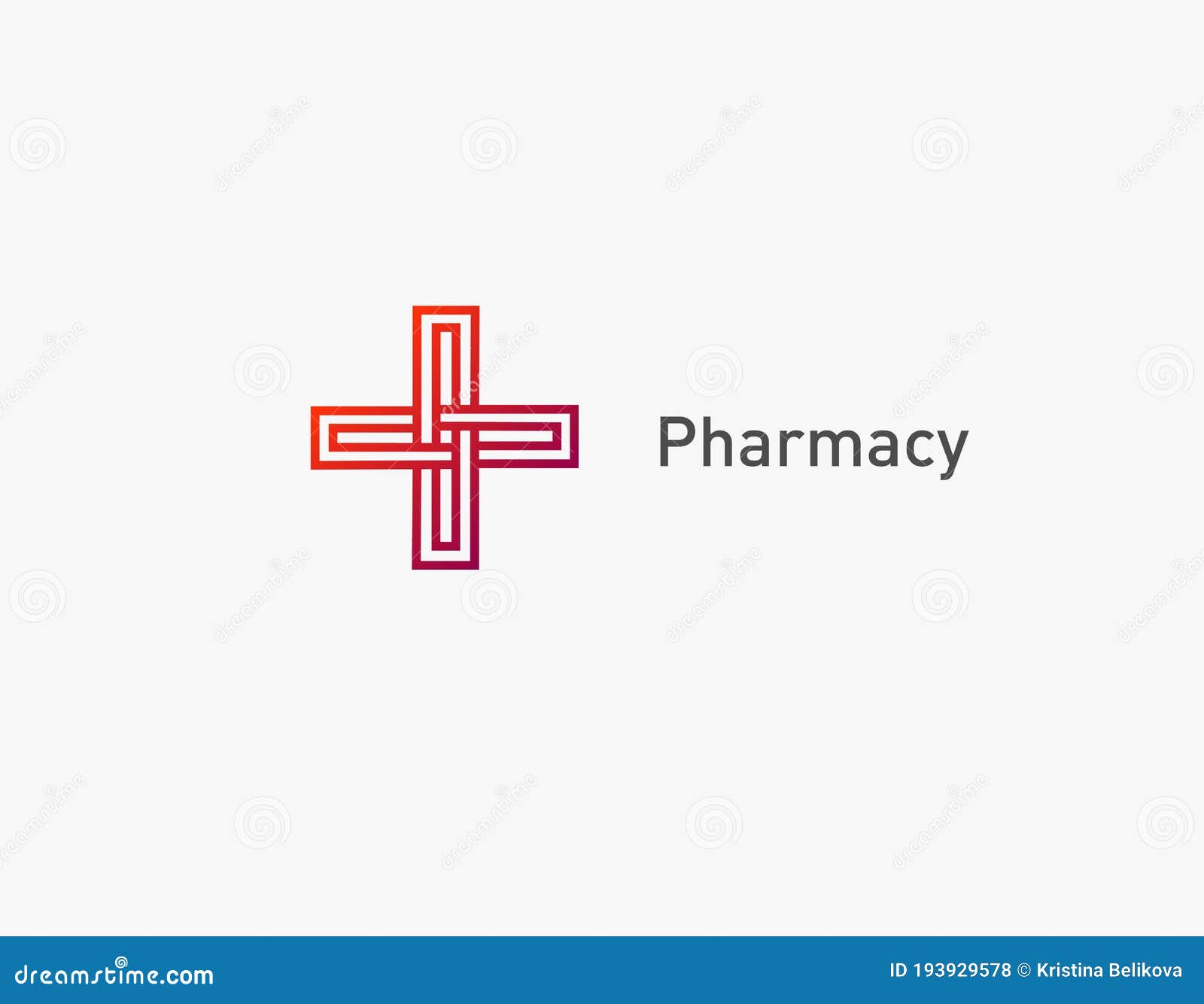 Linear Red Logo Cross Pharmacy Stock Vector - Illustration of building ...