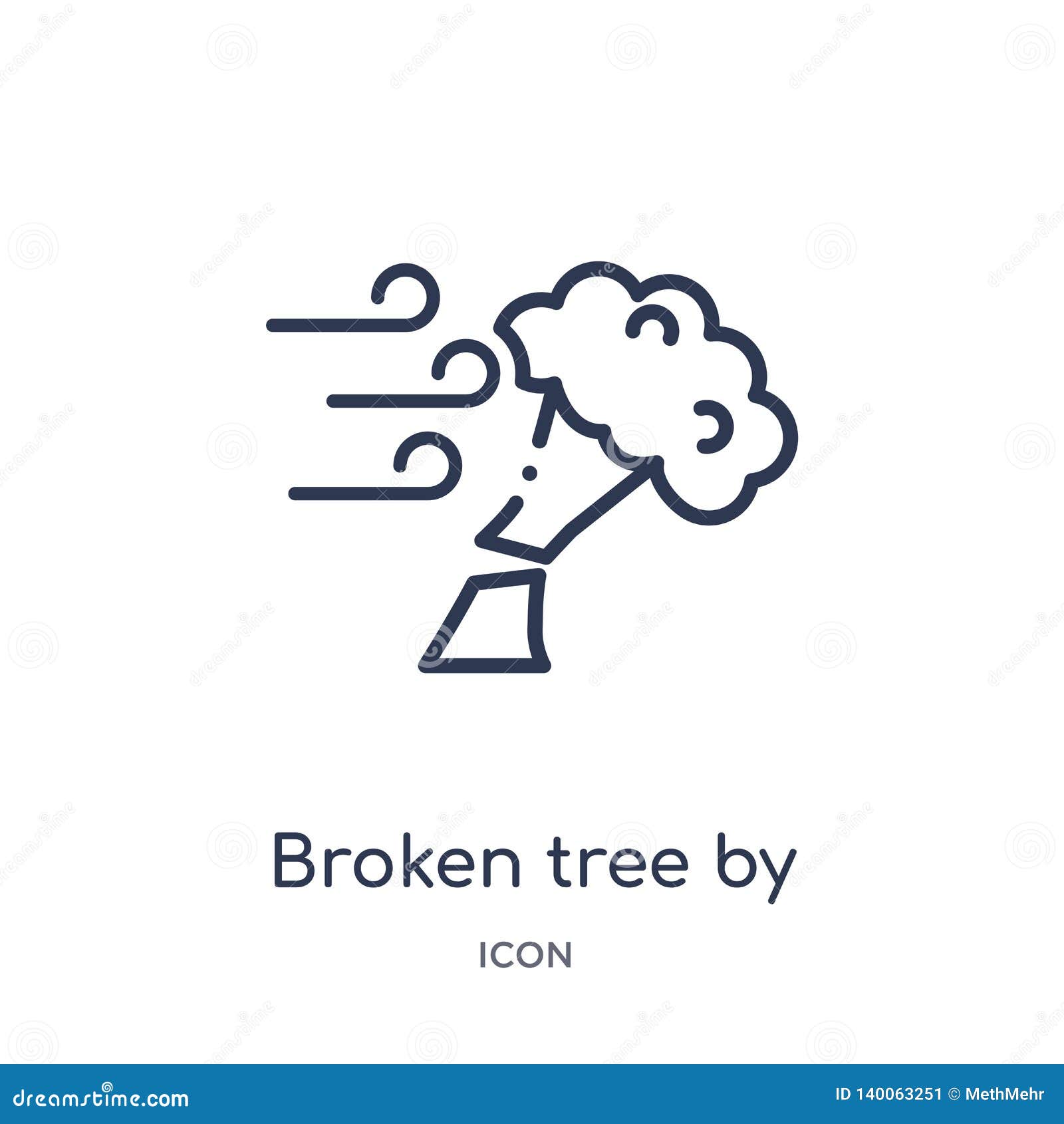 Linear Broken Tree by Wind Icon from Meteorology Outline Collection ...