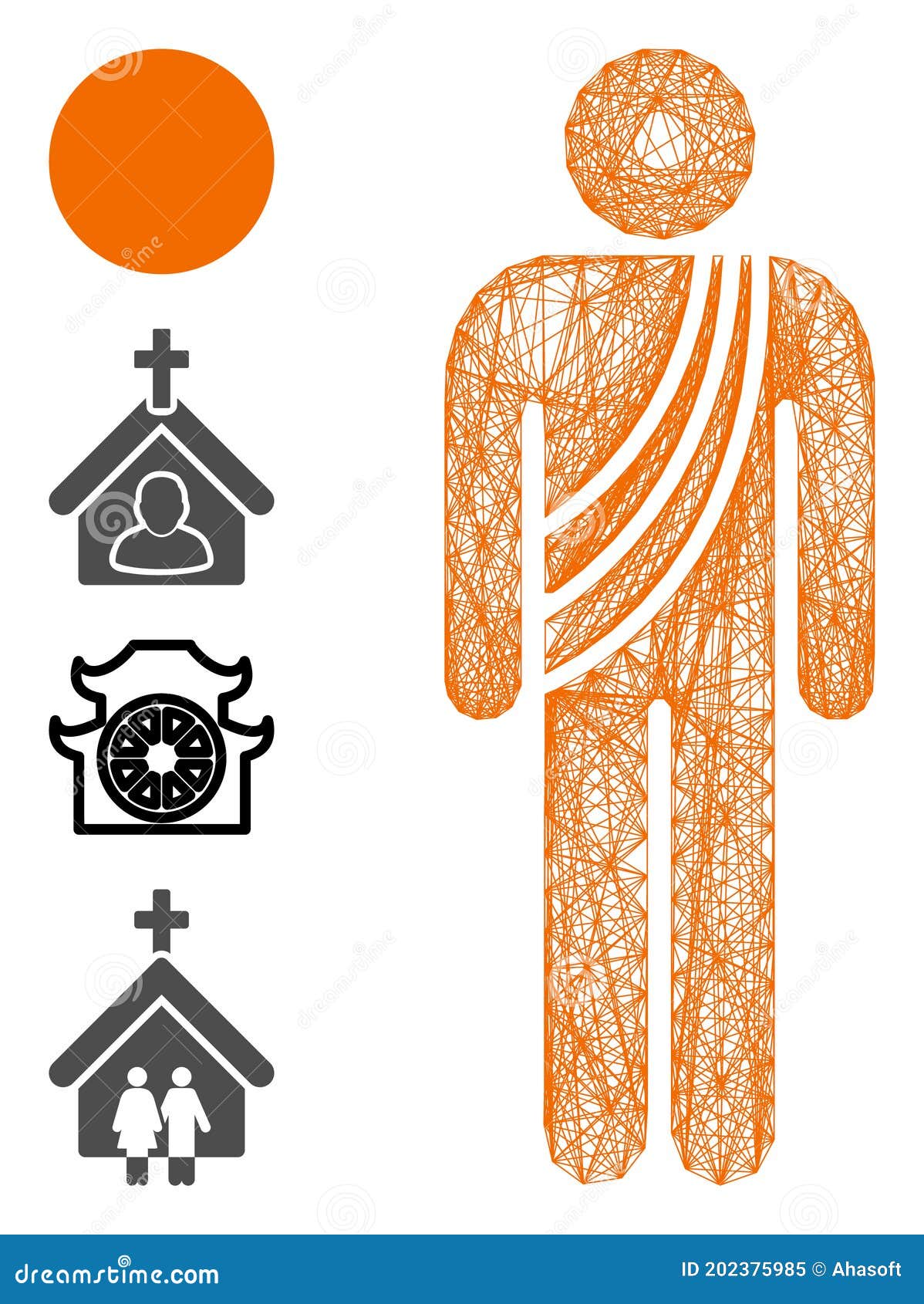 Linear Buddhist Monk Vector Mesh Stock Vector - Illustration of ...