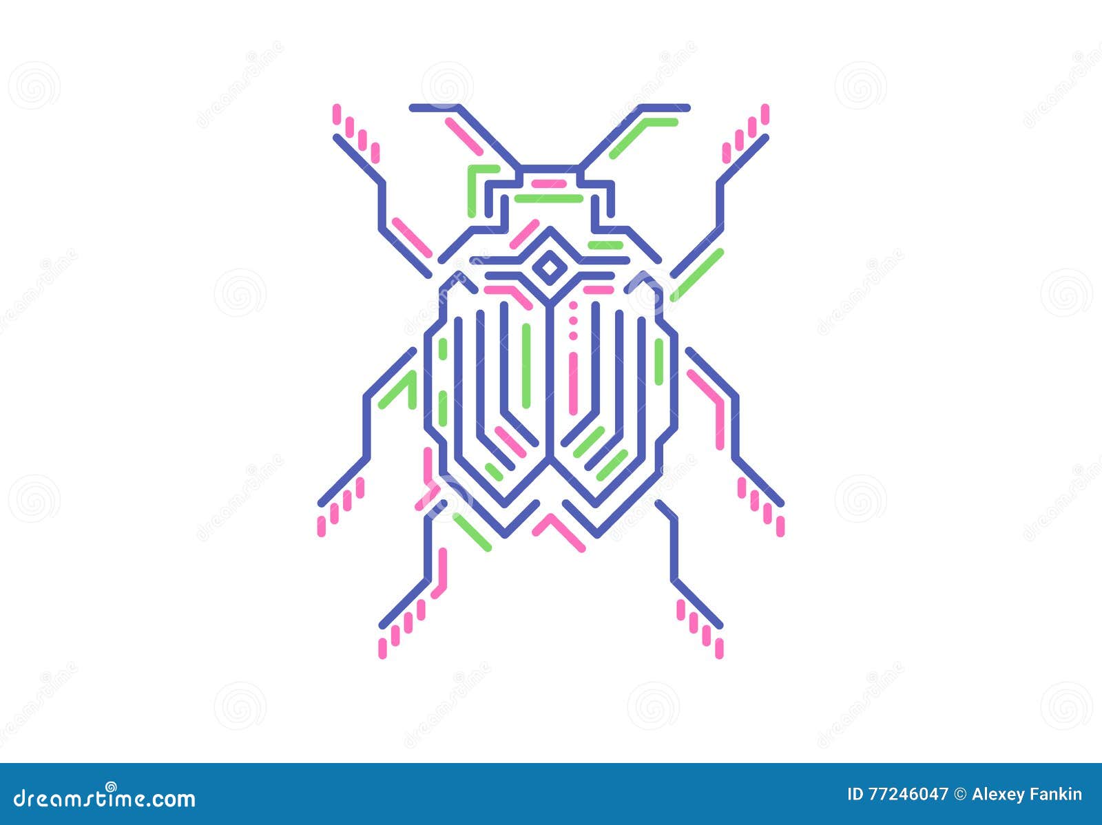 Linear Bug in Techno Style. Vector Illustration on White Background ...