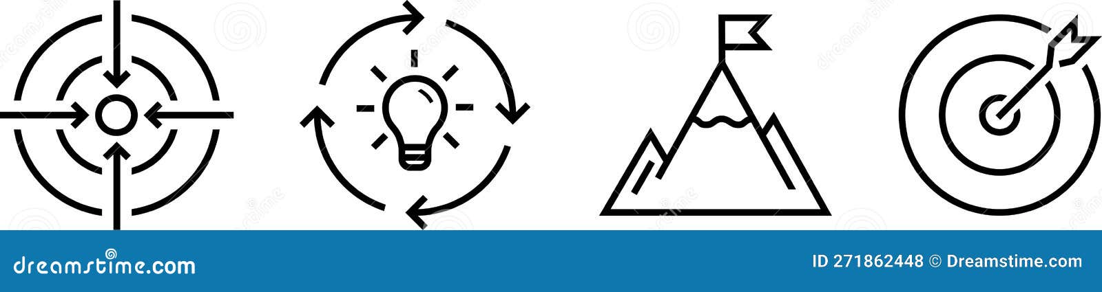 Linear Business Strategy Icons for Personal Focus and Target Practice ...