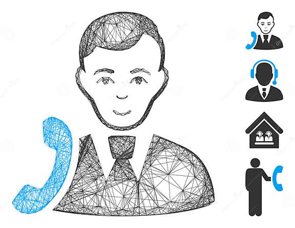 Linear Call Manager Vector Mesh Stock Vector - Illustration of help ...