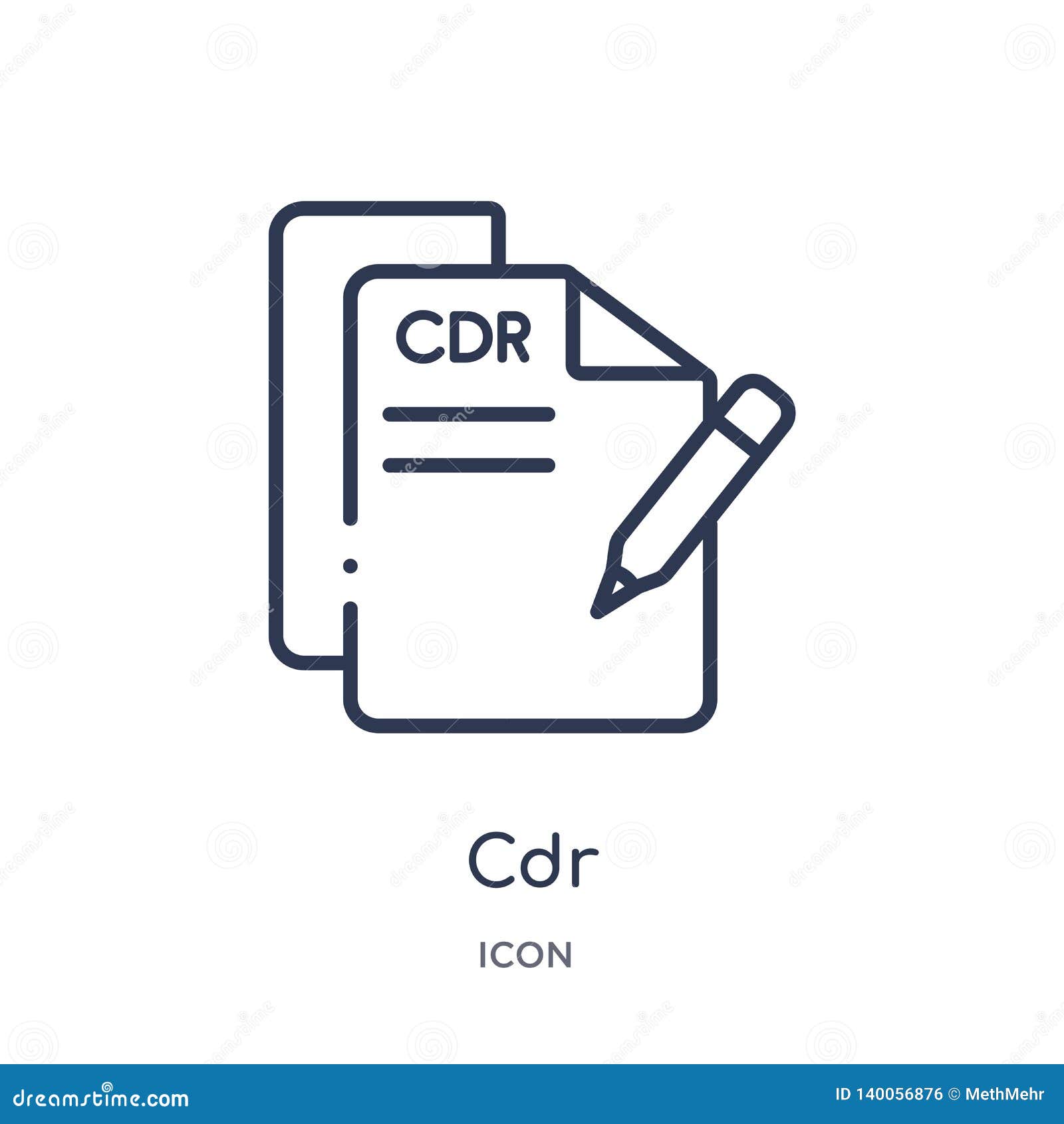 Linear Cdr Icon from File Type Outline Collection. Thin Line Cdr Vector ...