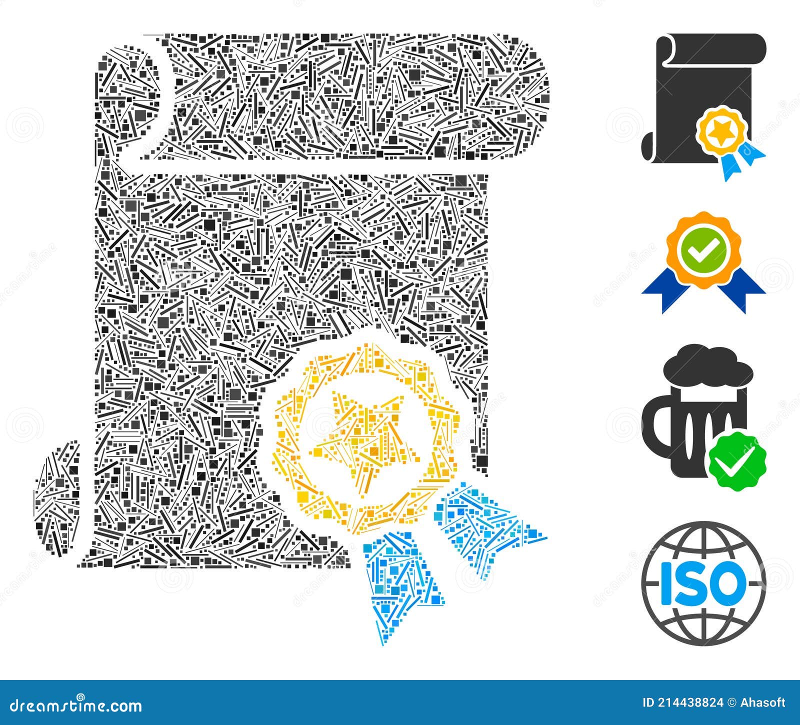 Linear Certificate Icon Vector Collage Stock Vector - Illustration of ...