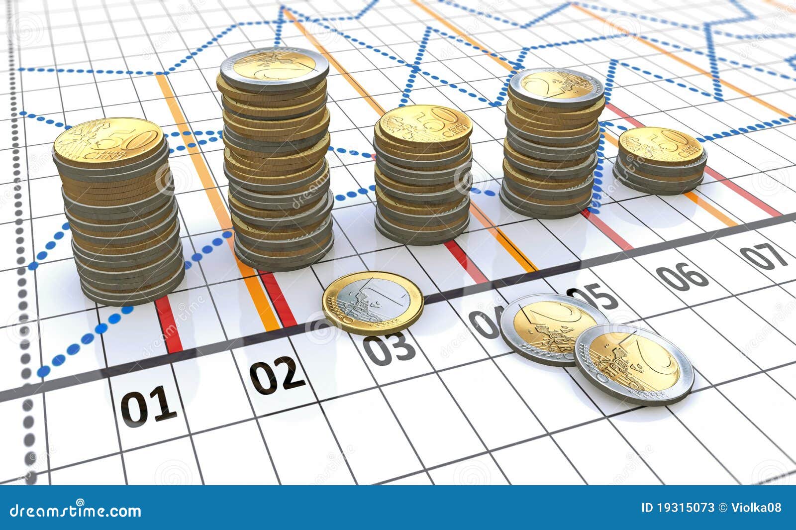 Linear charts snd coins stock illustration. Illustration of gold - 19315073