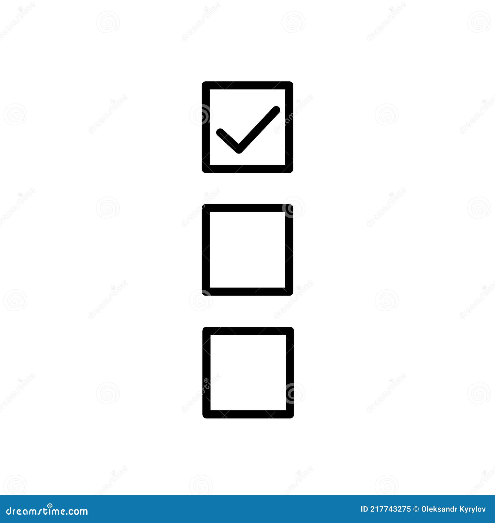 Linear Check Icon and Blank Box. Approved Symbol. Ok Icon. Check Button ...